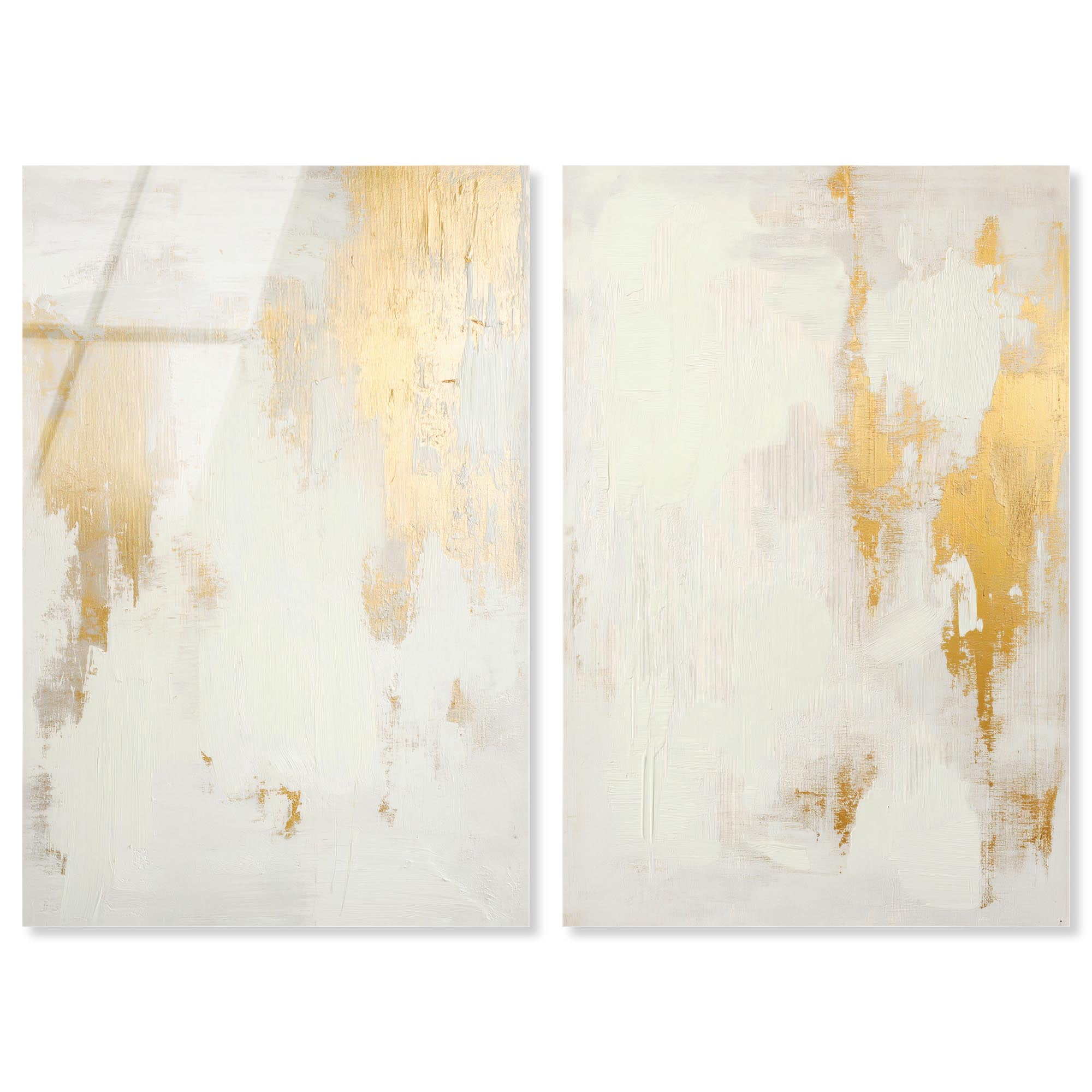 Golden Tranquility Abstract Pair 2 Panel Set Acrylic Print Gold Wall ...