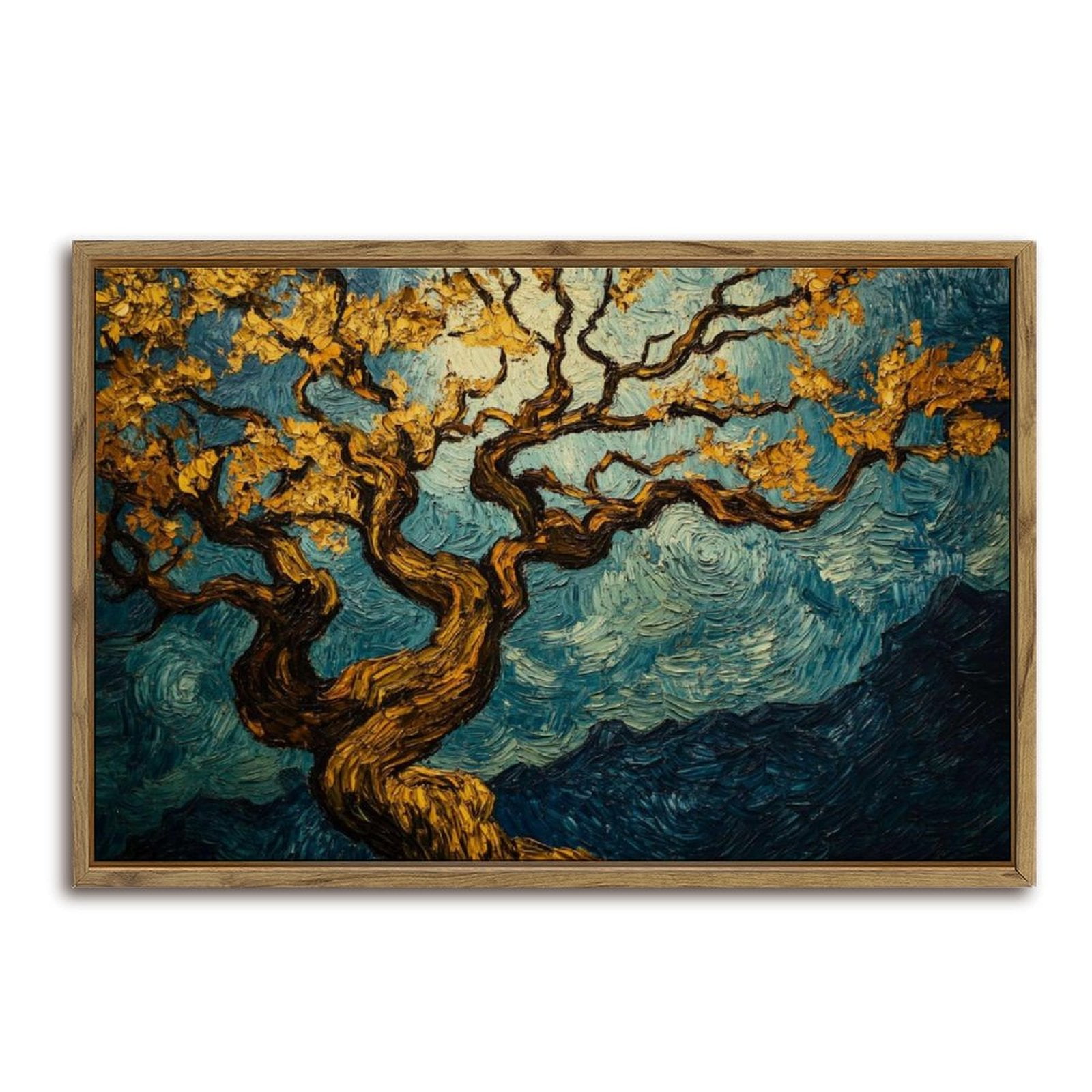 Golden Tree Impasto Style Horizontal Canvas Wall Art with Lightweight ...