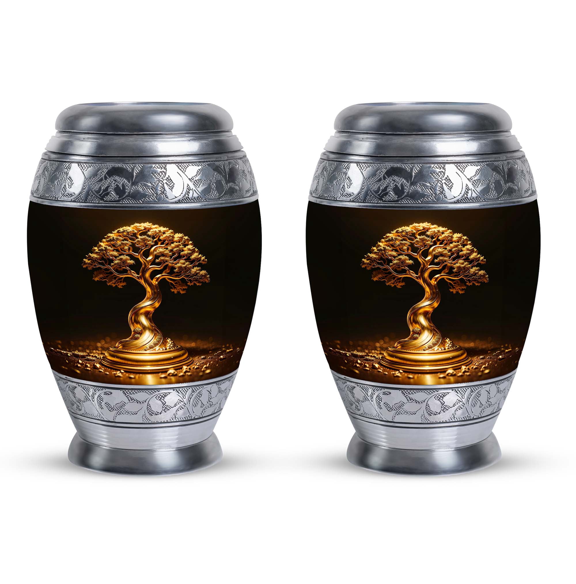 Golden Tree Of Life Decorative Urn, Cremation Urn For Ashes Adult Male ...