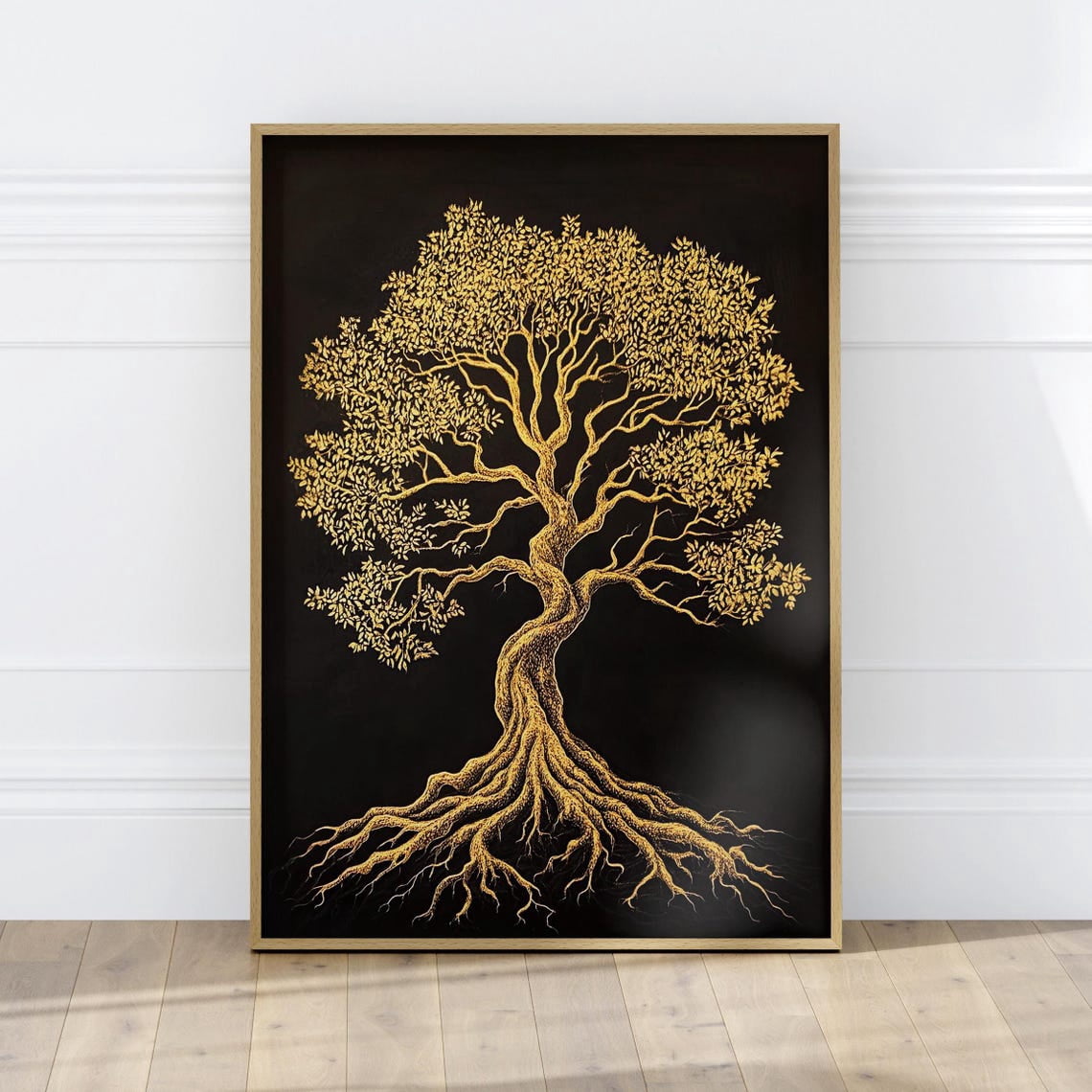 Golden Tree Symbolic Wall Art, Modern Tree of Life Decor, Stretched ...