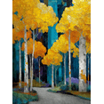 Golden Trees Canvas Painting, Gold Leaf Forest Print, Abstract Nature ...