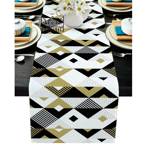 Golden Triangle Geometric Shape Dot Table Runner ration Home r Dinner ...