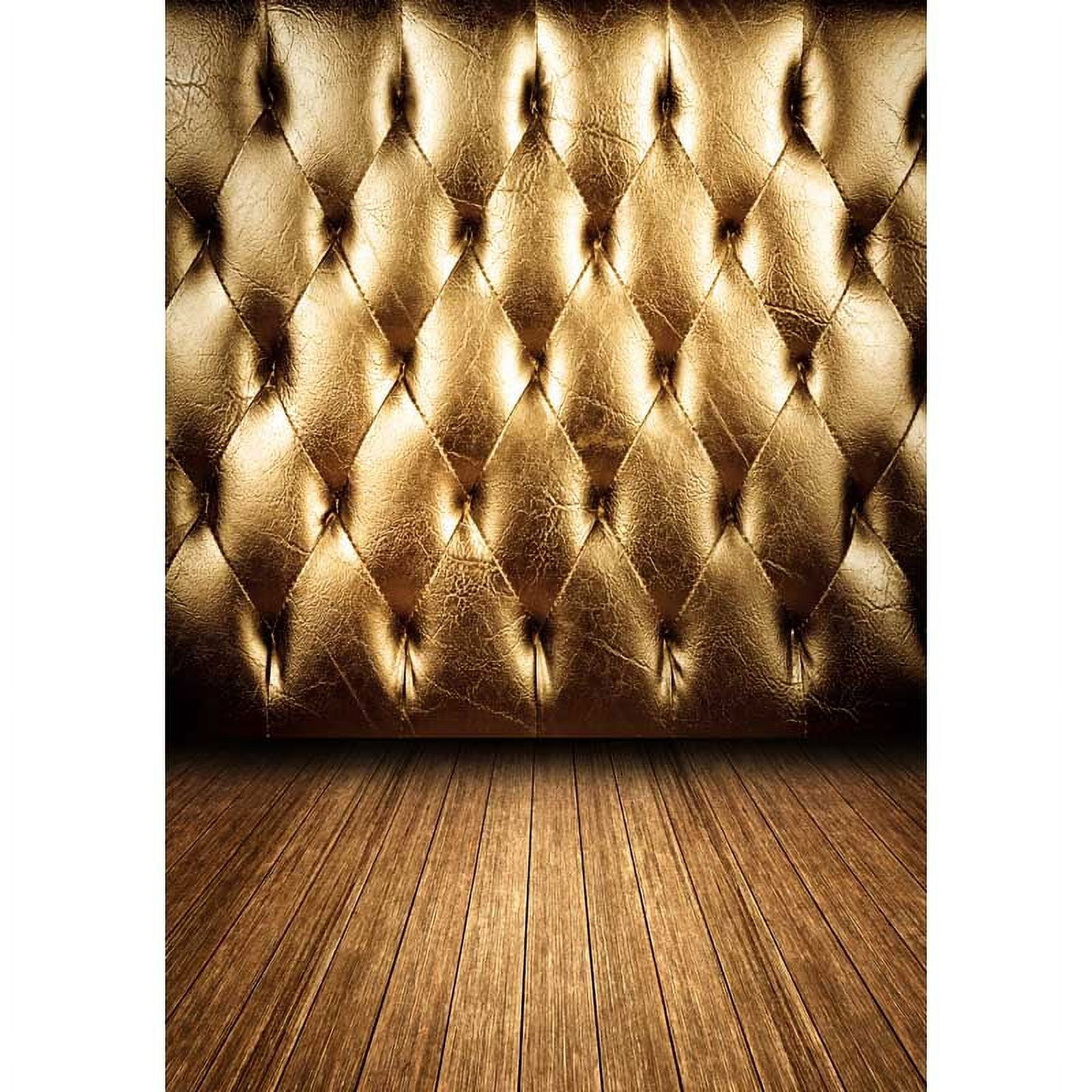 Golden Tufted Photography Backdrops Brown Wooden Floor 3D Backgrounds ...