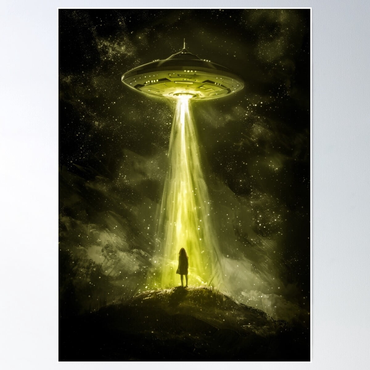 Golden Ufo Poster Wall Art, Modern Wall Decor For Living Room Bedroom ...