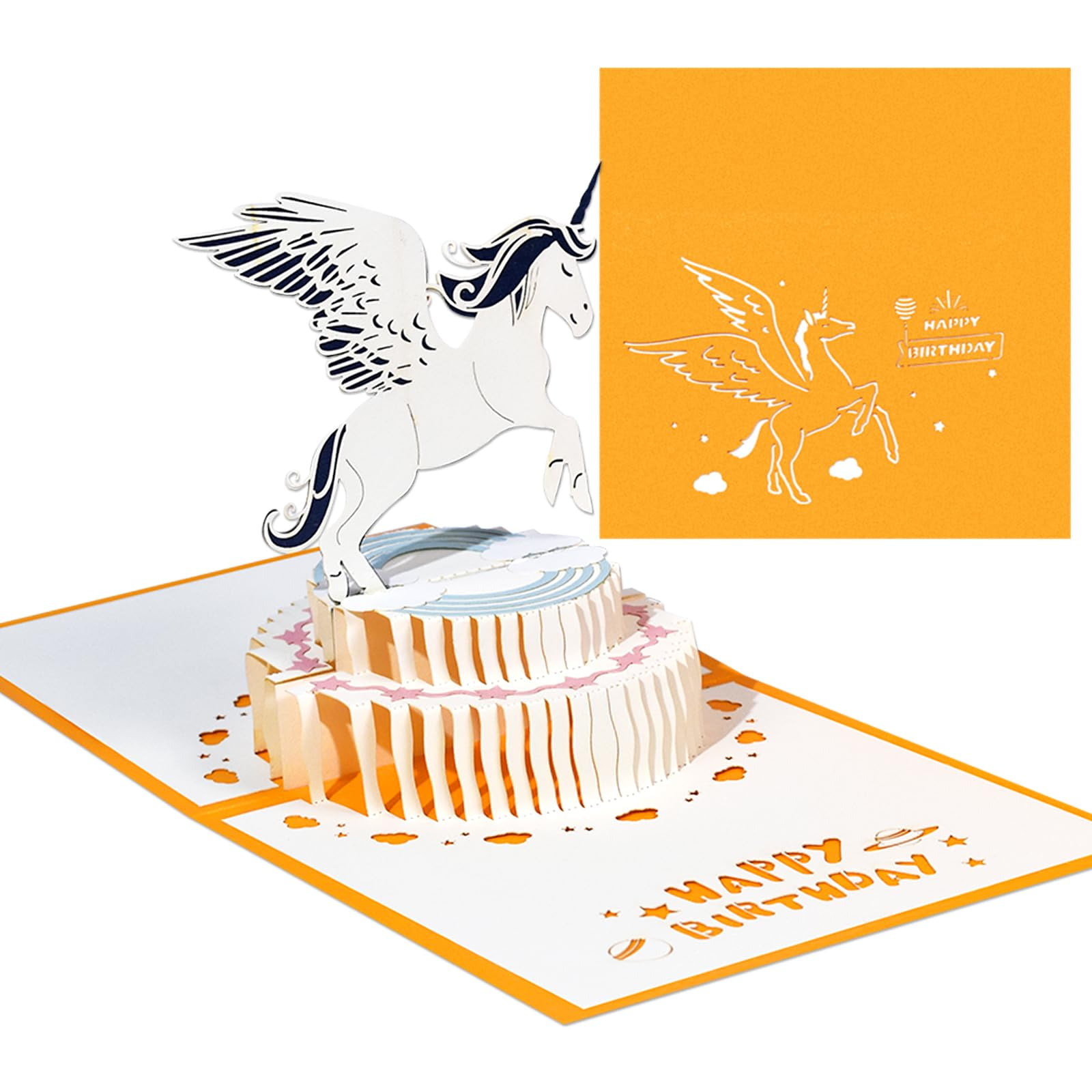 Golden Unicorn Cake Pop Up Happy SMRBirthday Greeting ideal love Gift ...