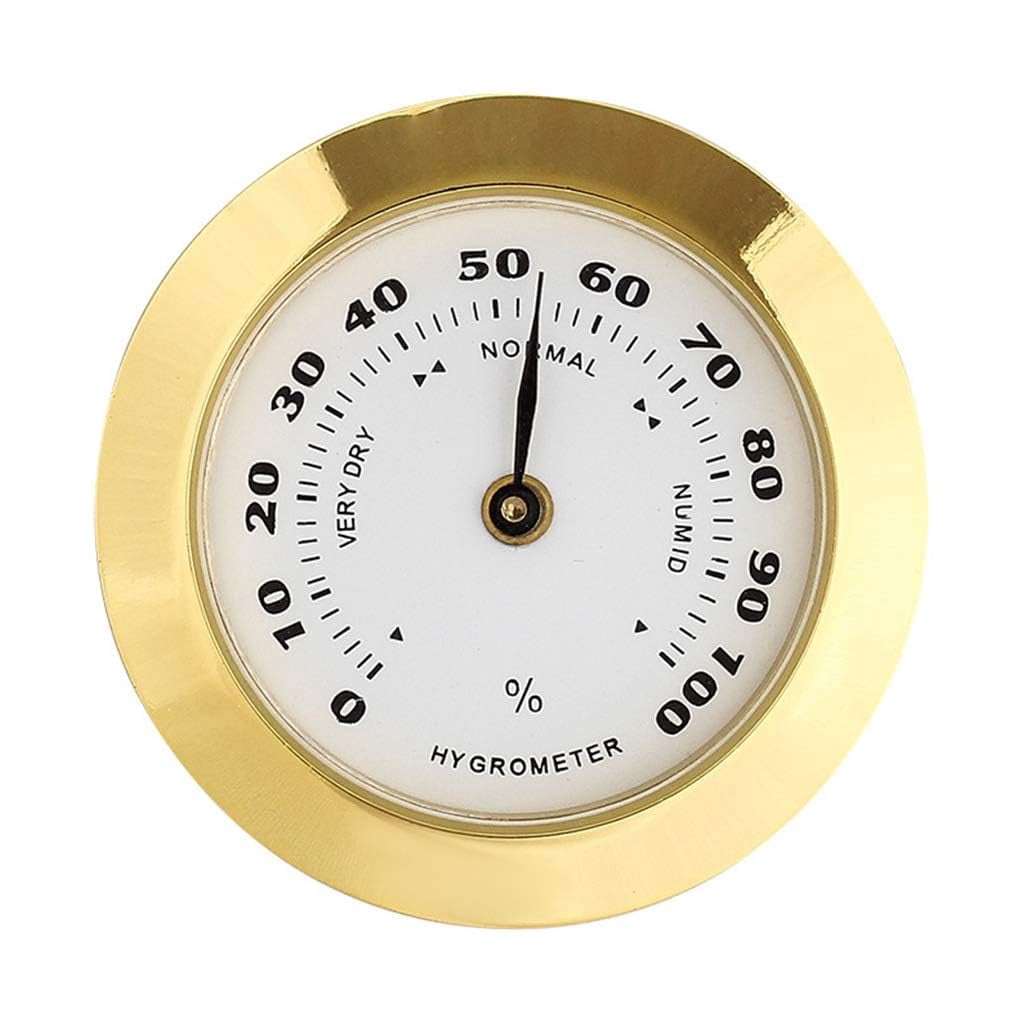 Golden Upgraded Hygrometer Humidity Meter Mini 38mm Round Glass Analog ...