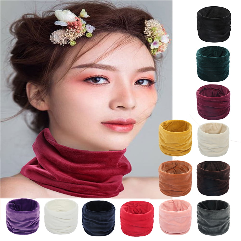 Golden Velvet Elastic Scarf Men Women Solid Color Decorative Scarf ...