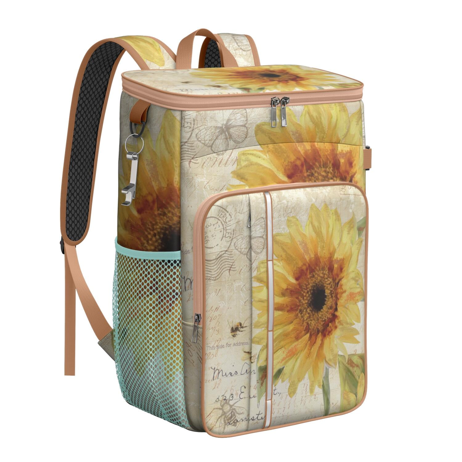 Golden Vintage Sunflower Aesthetic Cooler Bag - 20L High-Capacity ...
