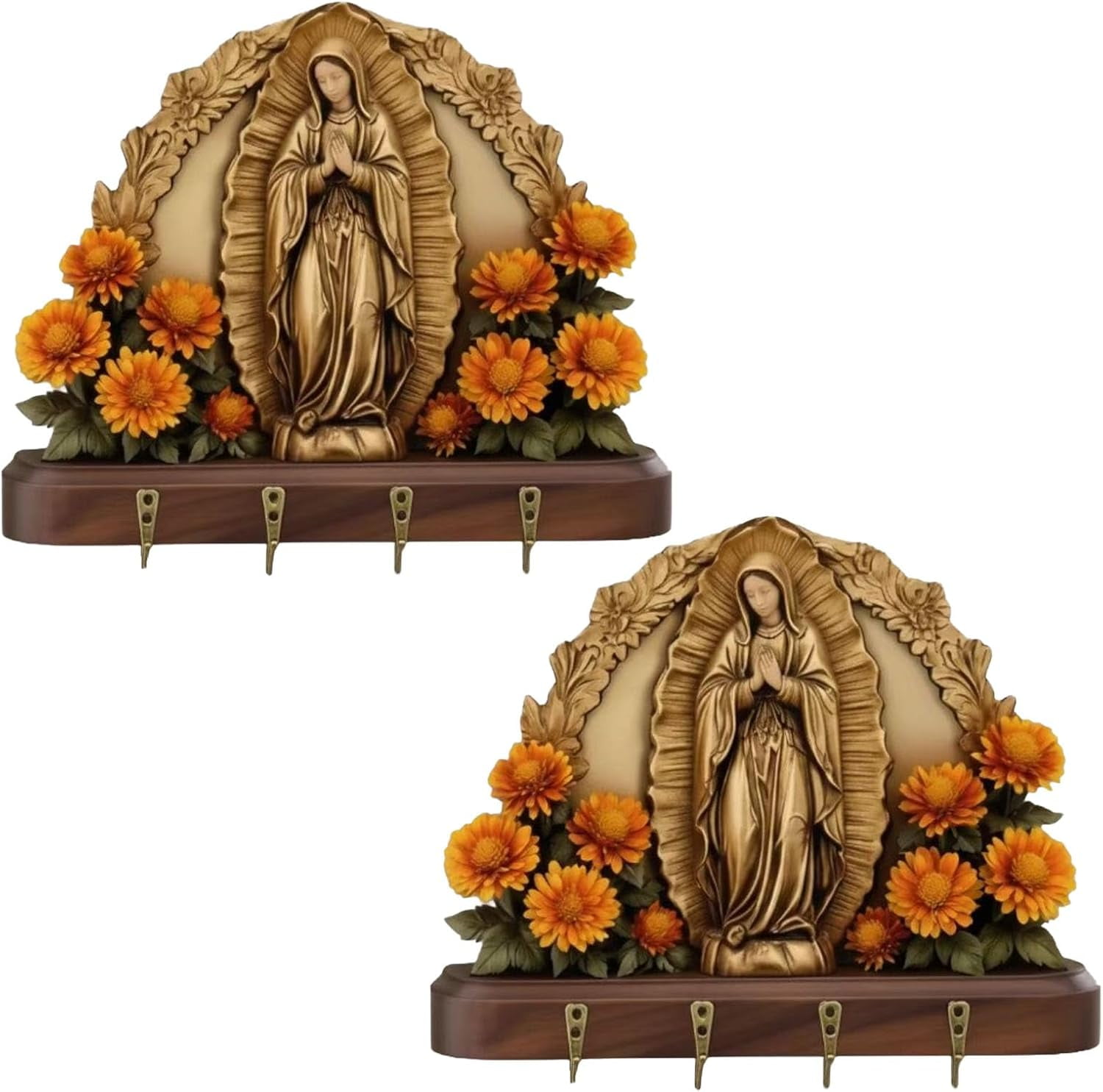 Golden Virgin Mary Key Holder,2D Flat Virgin Mary Praying Wall Art ...