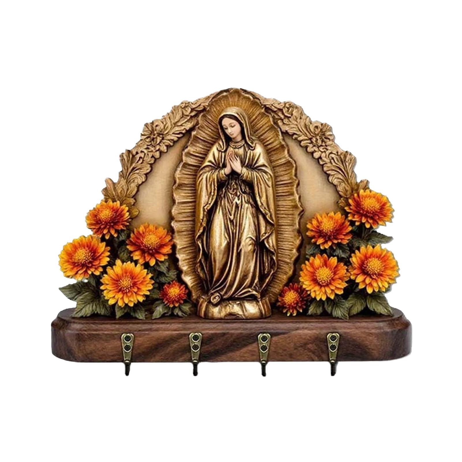 Golden Virgin Mary Key Holder – Elegant Wall Art with Purpose,2D Flat ...