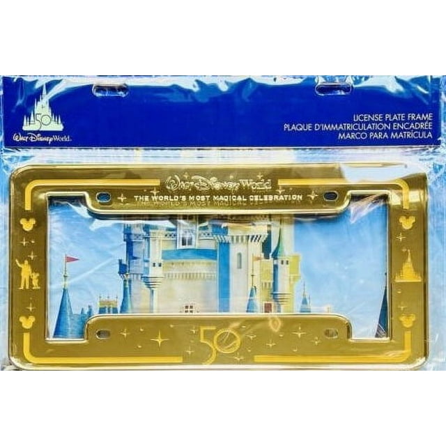 Golden Walt Disney World 50th Anniversary License Plate Frame - Walmart.com