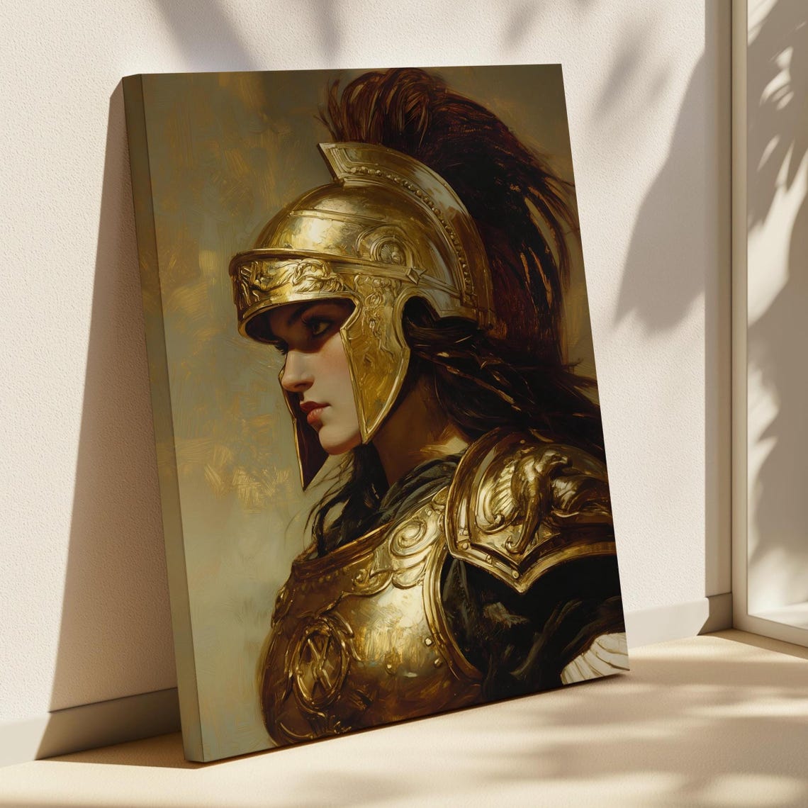 Golden Warrior Athena Goddess – Powerful Female Knight Art Print ...