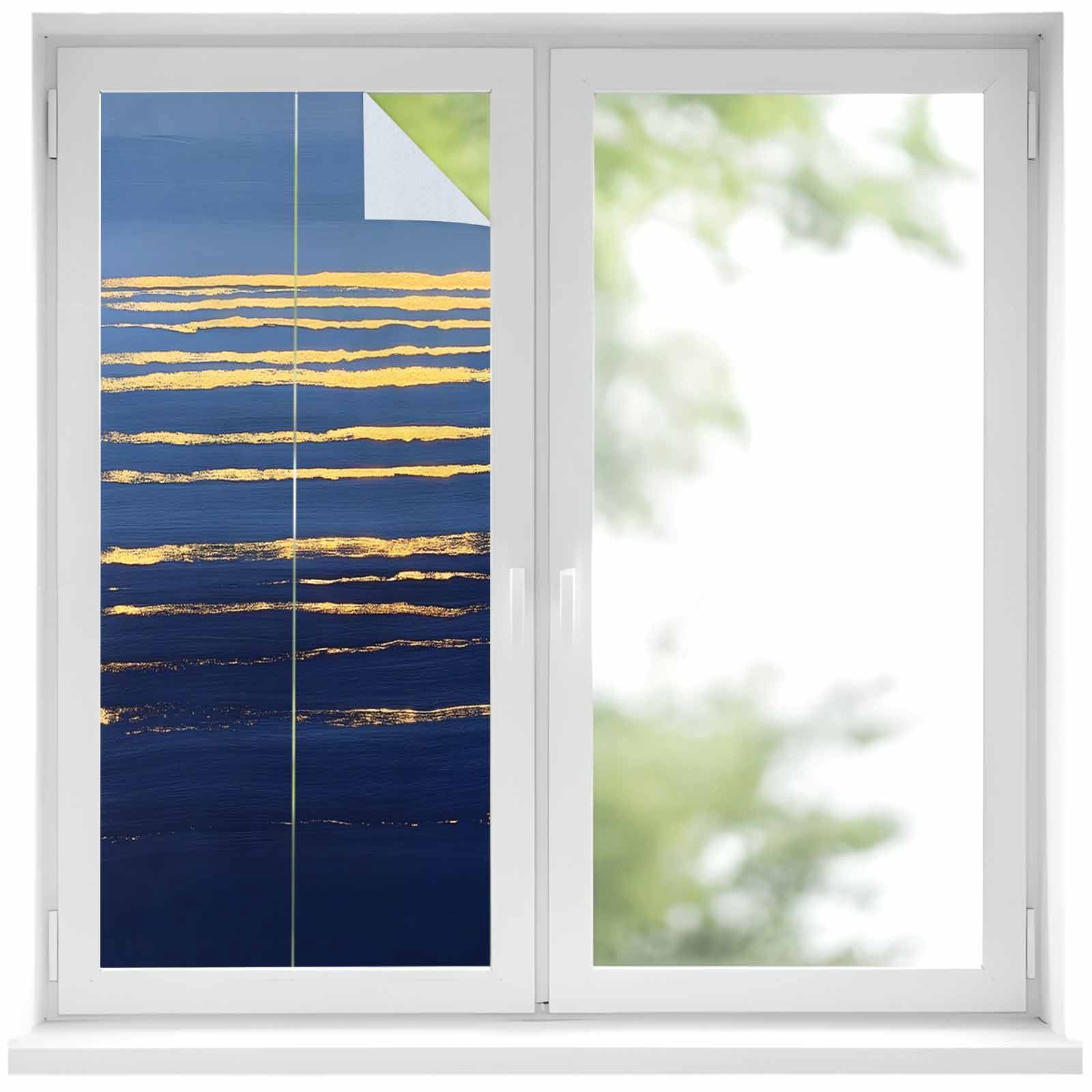 Golden Water Ripple Window Privacy Film Dark Blue Ocean Abstract ...