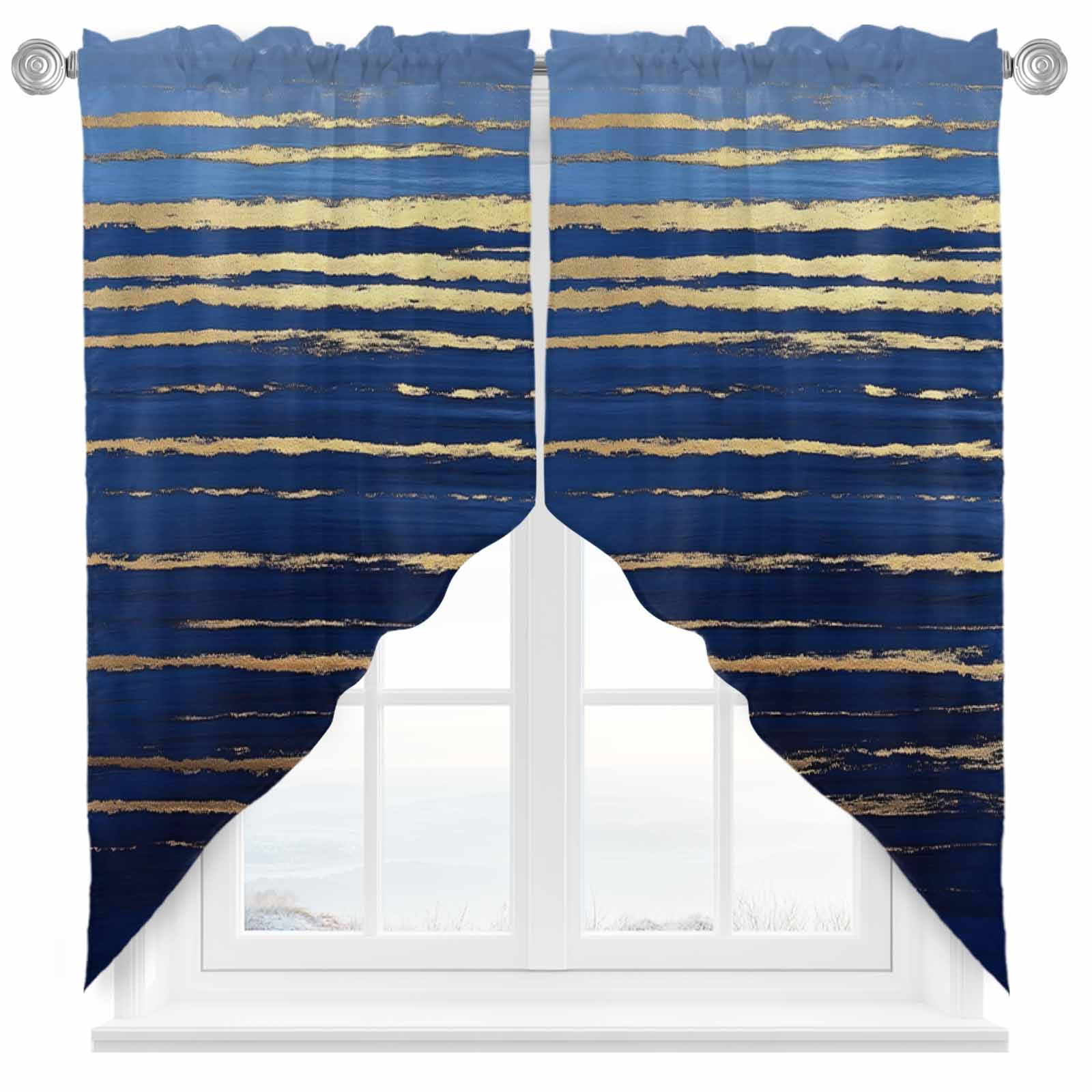 Golden Water Swag Curtain Valance for Windows, Ripple Blue Ocean ...