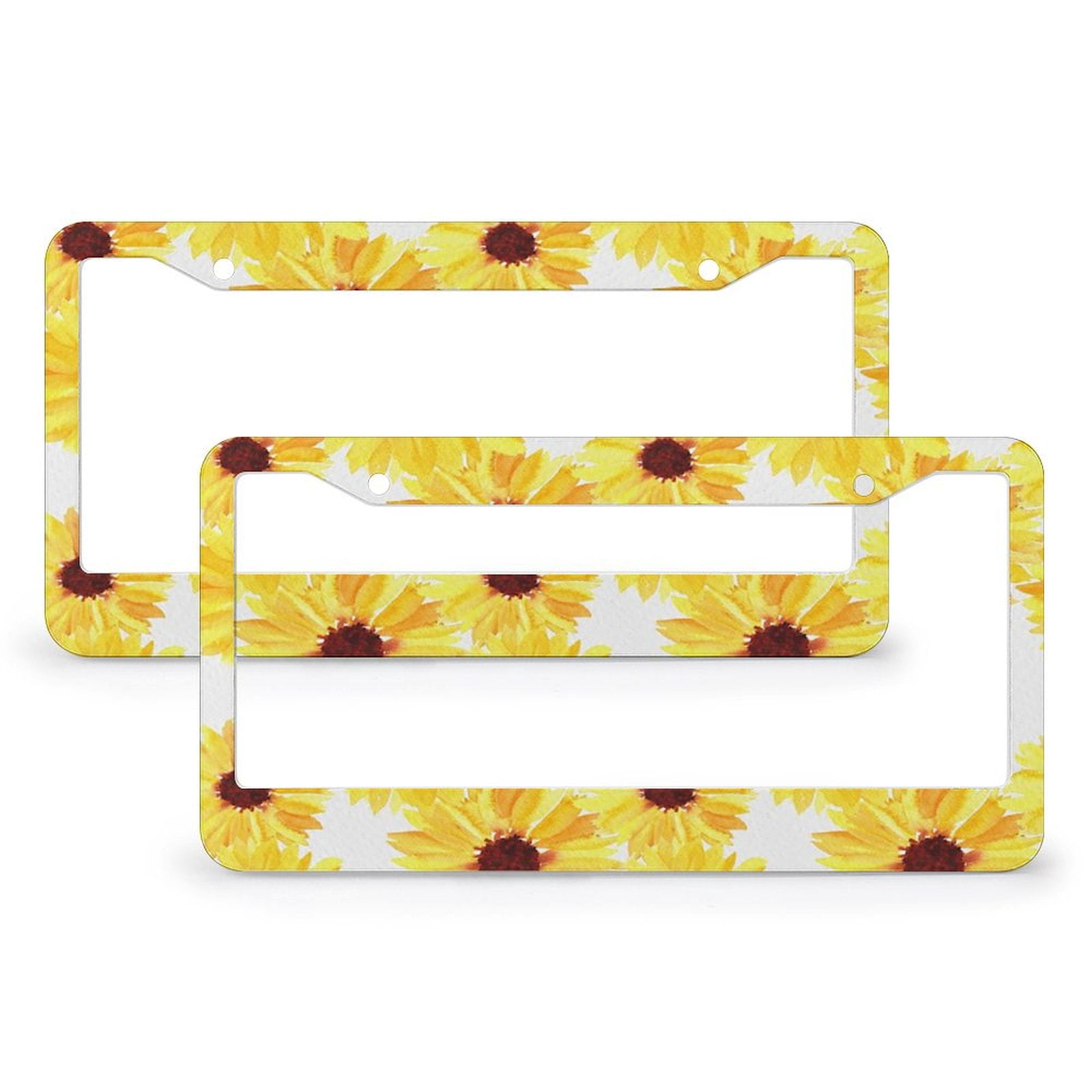 Golden Watercolour Sunflower License Plate Frame - 2 Pack License Plate ...