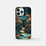 Golden Waterfall Landscape Phone Case with Abstract Mountain Design 17 ...
