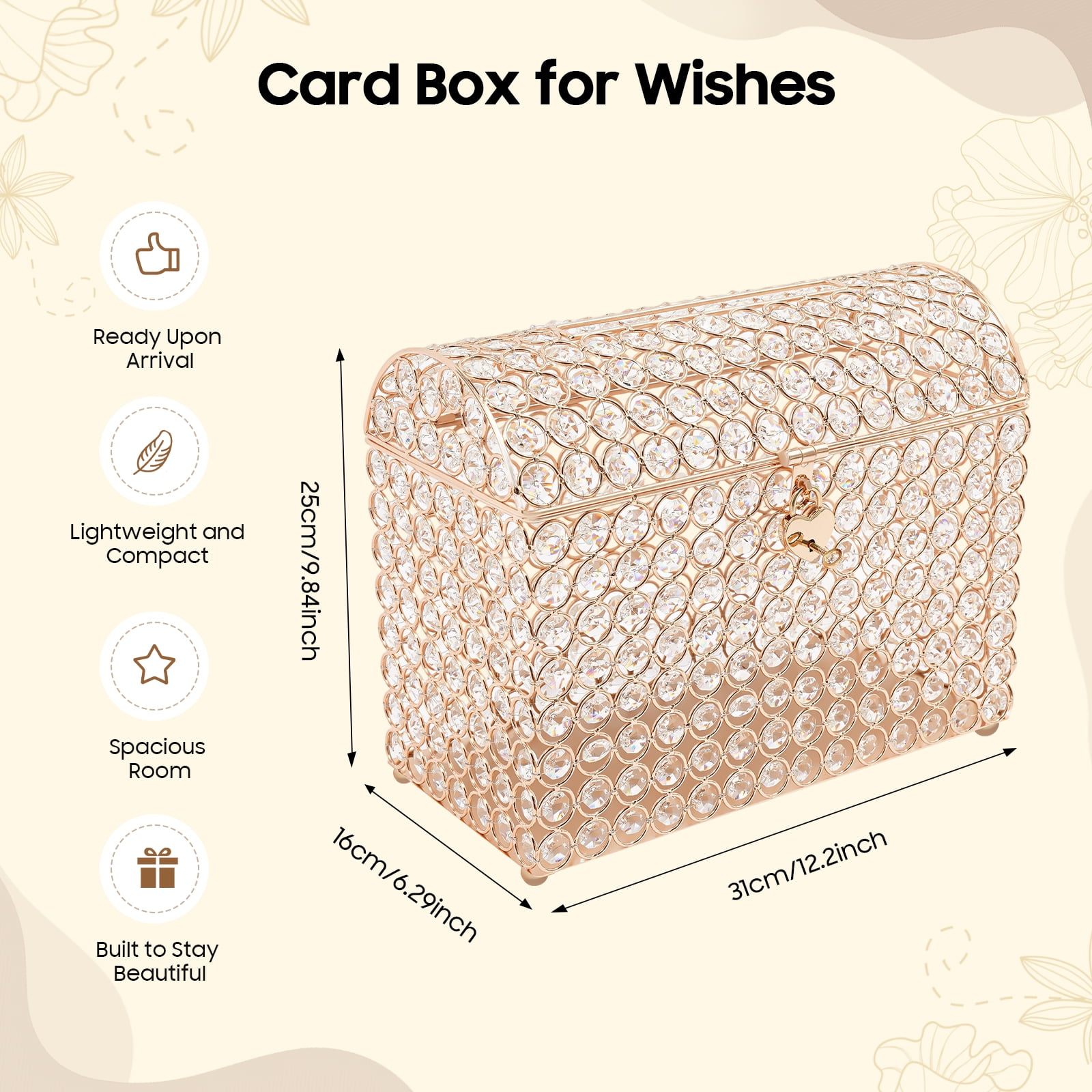 Golden Wedding Card Box For Gift Card Anniversary Money Card Box W ...