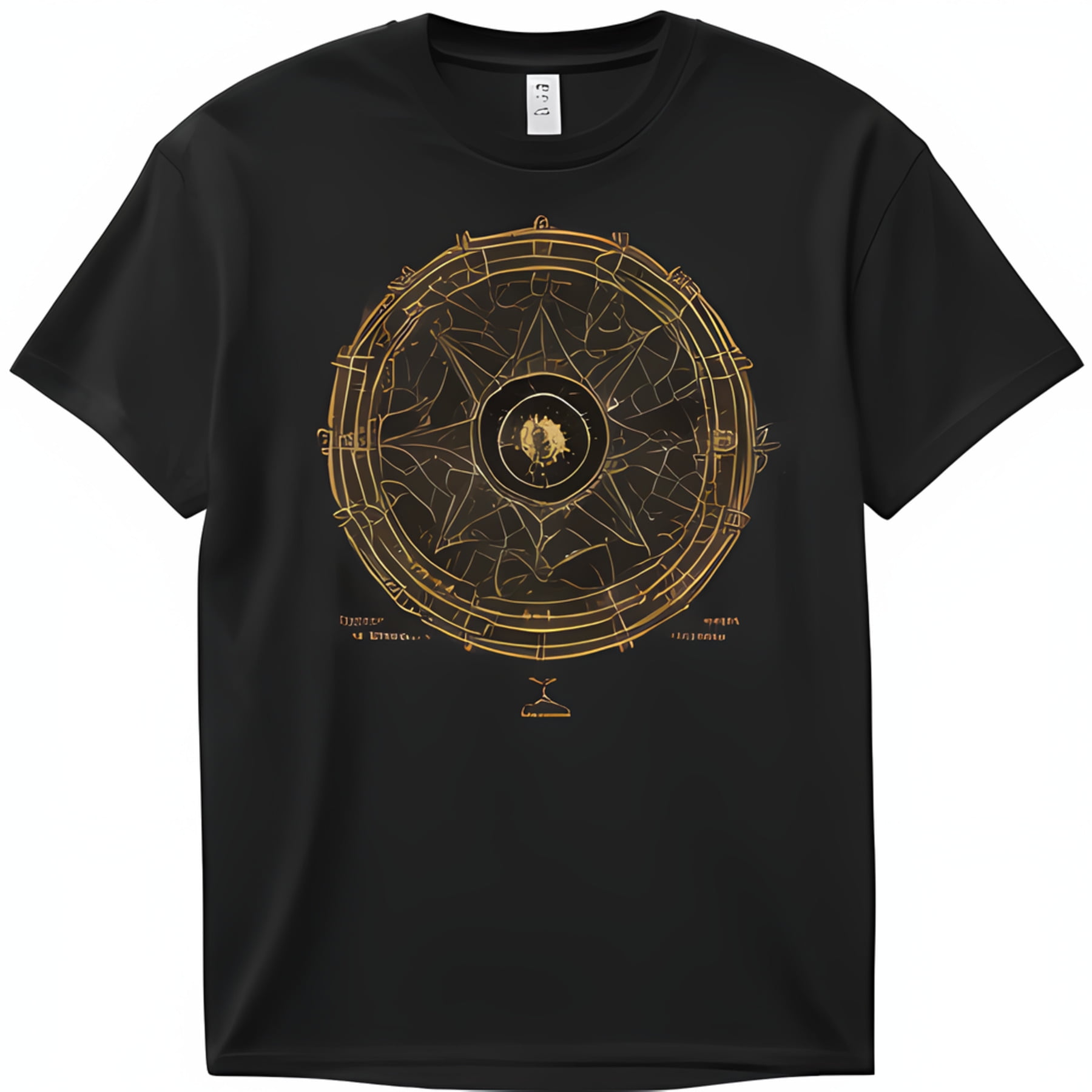 Golden Wheel of Natural Cycle T-Shirt with Ancient Symbols and Human ...