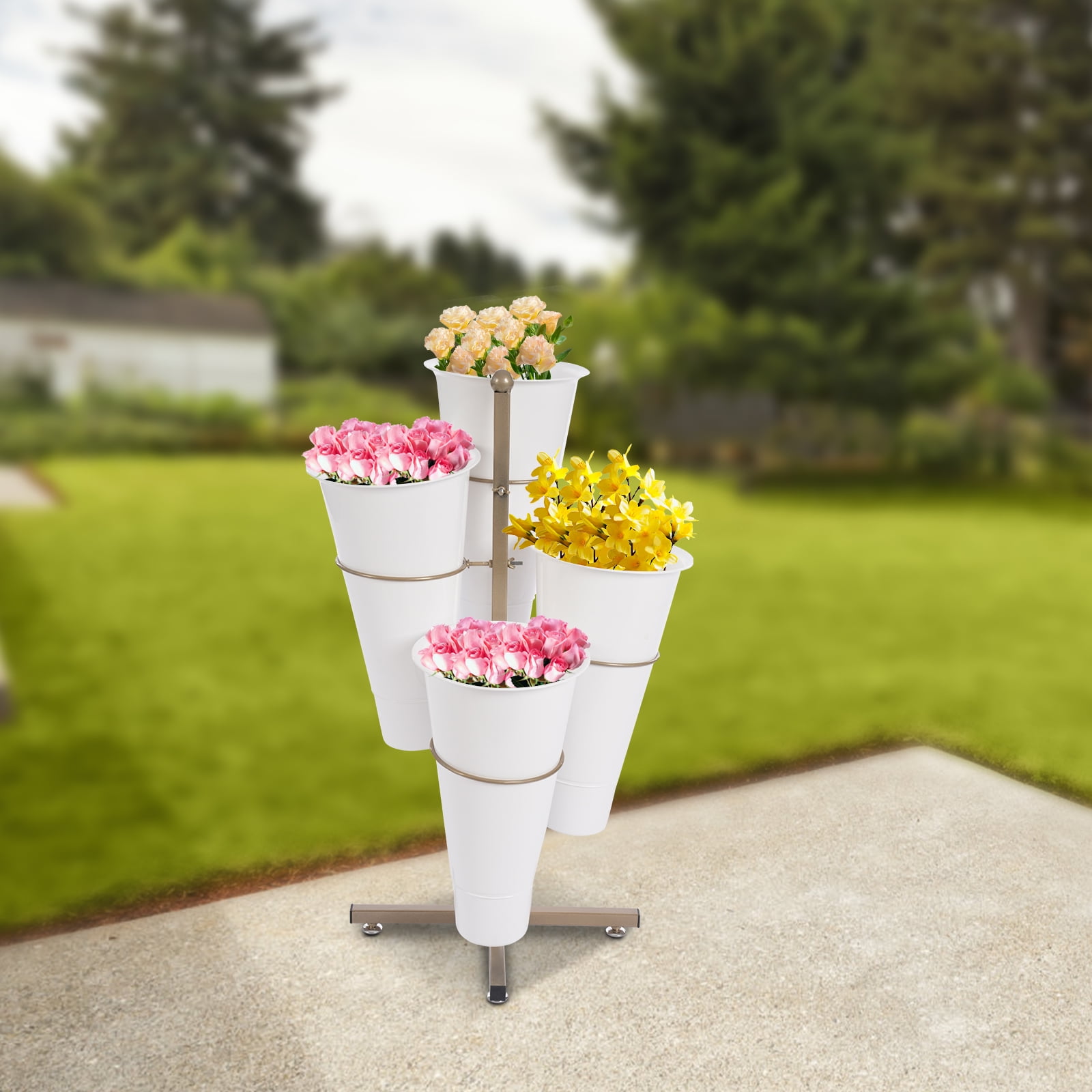 Golden, White Tree Shape Flower & Plants Rack Metal Flower Display ...