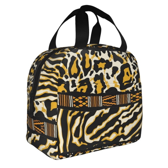Golden Wild Animal Skins With African Tribal Motifs Reusable Lunch Bag ...