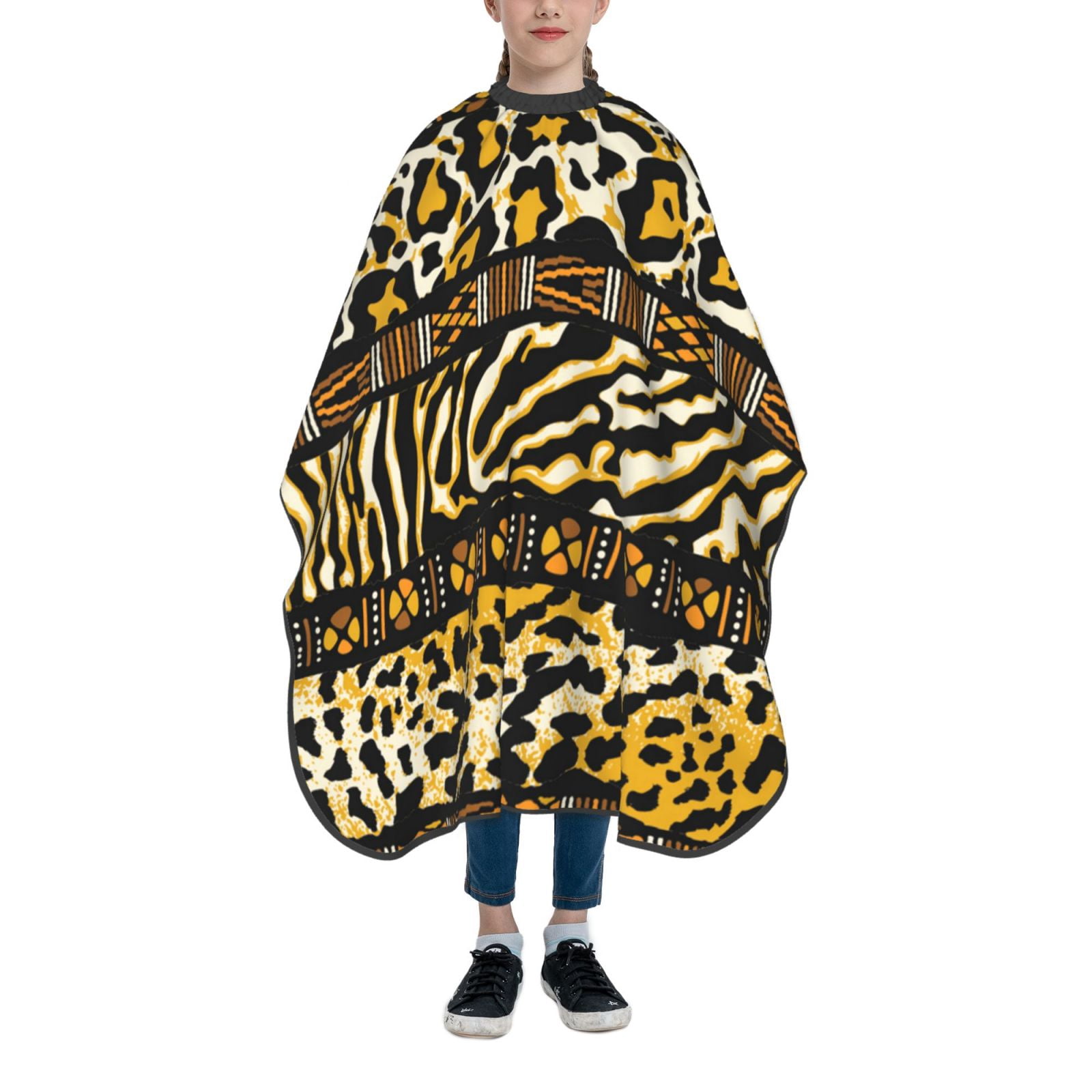 Golden Wild Animal Skins With African Tribal Motifs Kids Barber Cape ...