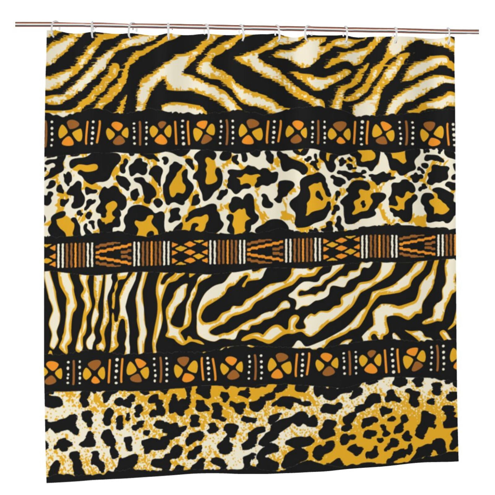 Golden Wild Animal Skins With African Tribal Motifs Shower Curtain with ...
