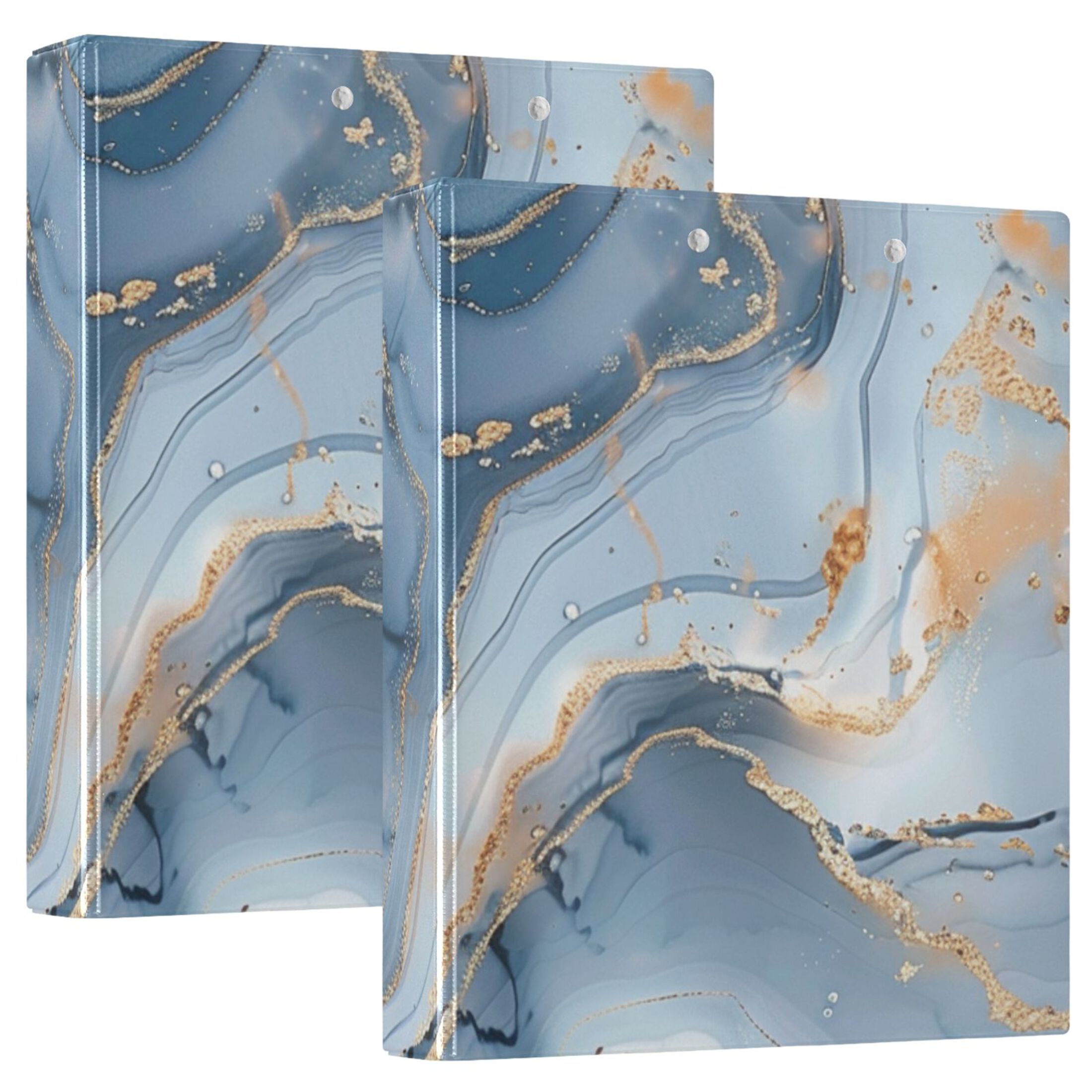 Golden and Blue Marble Hardcover 3 Ring Binder 1.5 inch Round Rings ...
