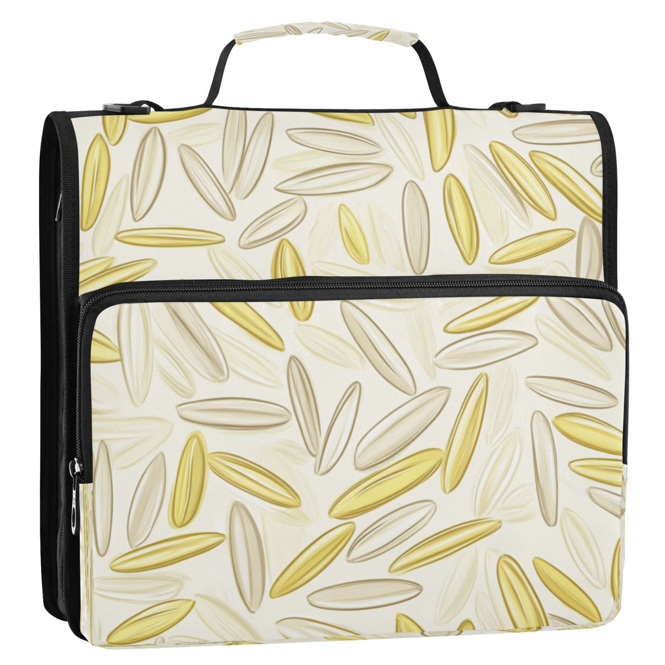 Golden and Silver Grains 3-Ring Binder Bag 13.6x12.4x3.5in Water ...