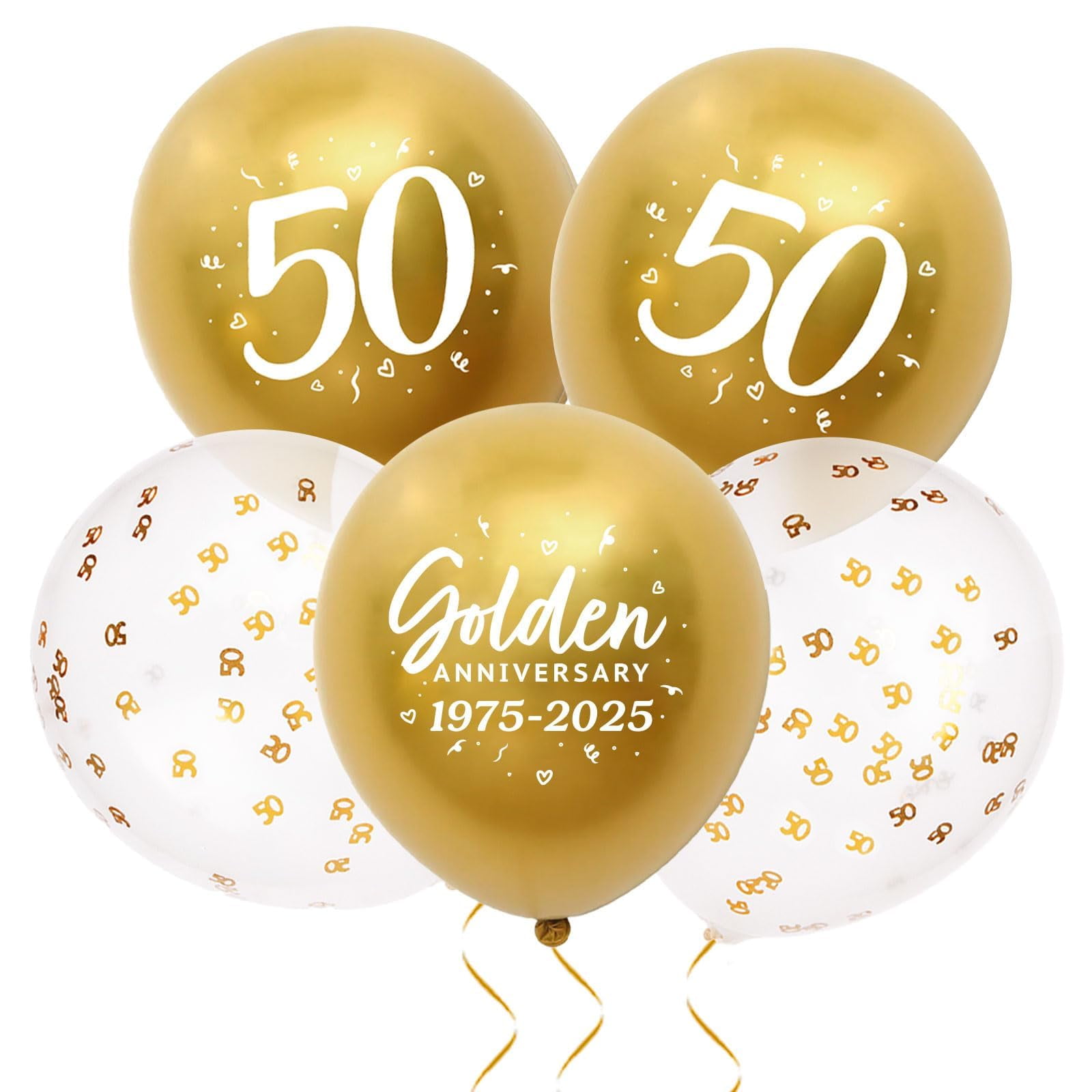 Golden anniversary balloons, 24pcs 50th wedding anniversary party ...