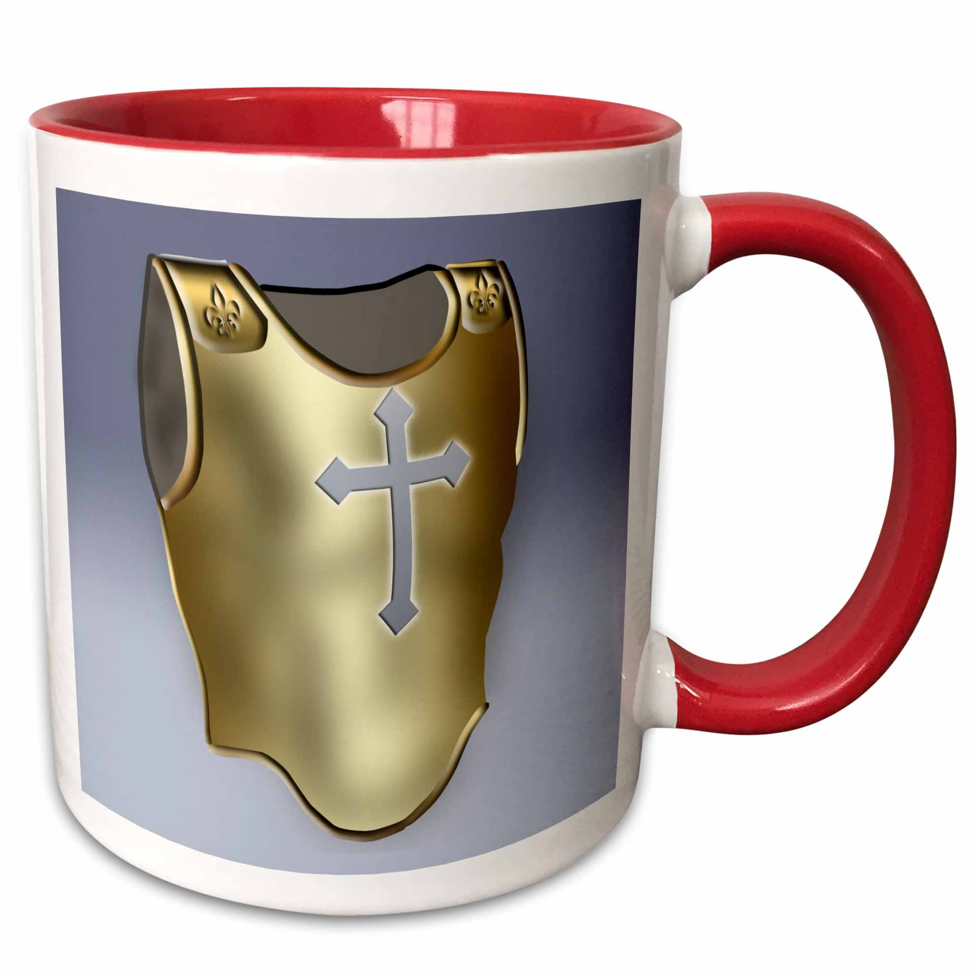 Golden armor with the Christian Cross and background in Gull Gray 15oz ...