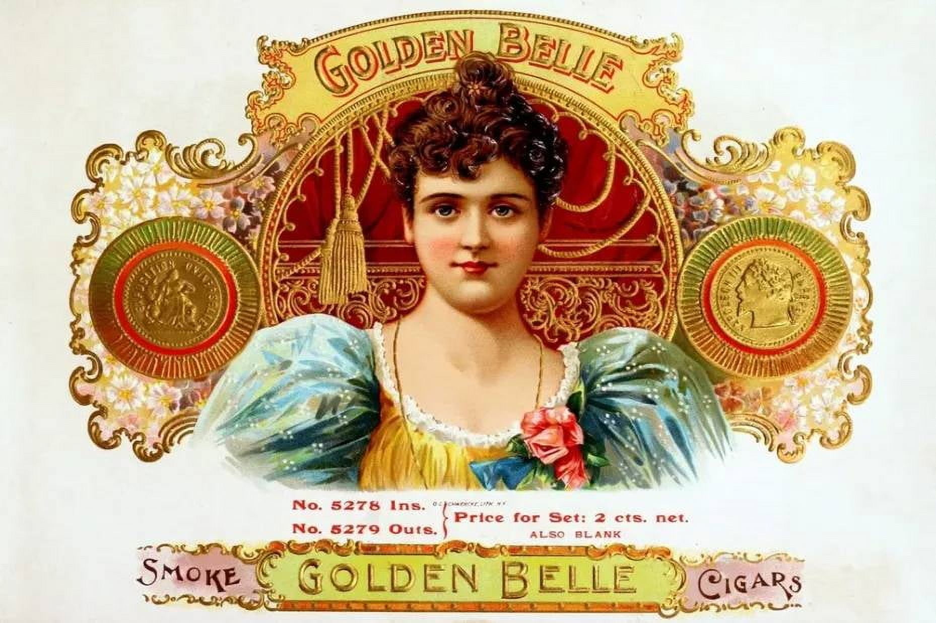 .Golden belle.cigars.tobacco.woman.POSTER.Decoration.Victorian Graphic ...