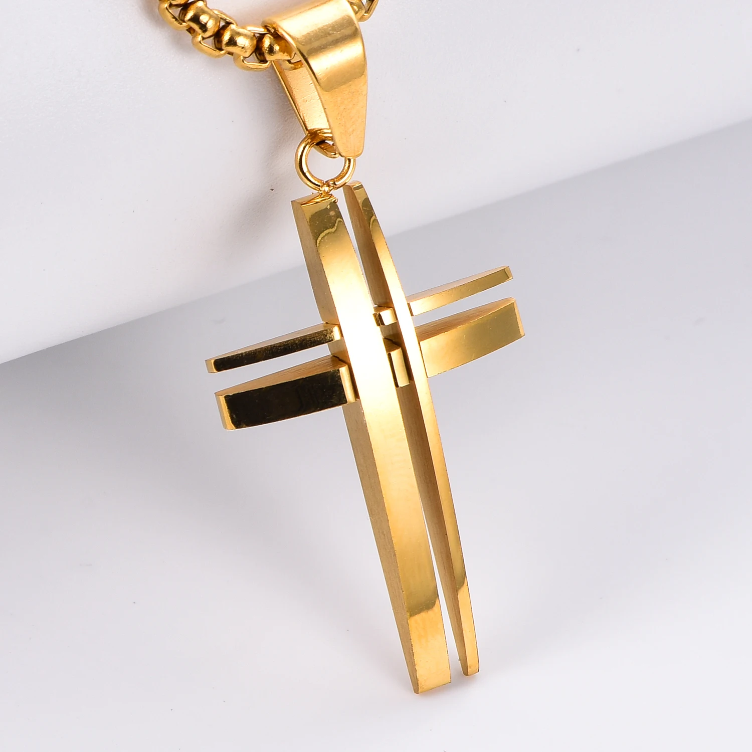 Golden / color Hollow Cross Pendant 14K Yellow Gold Necklace Faith ...