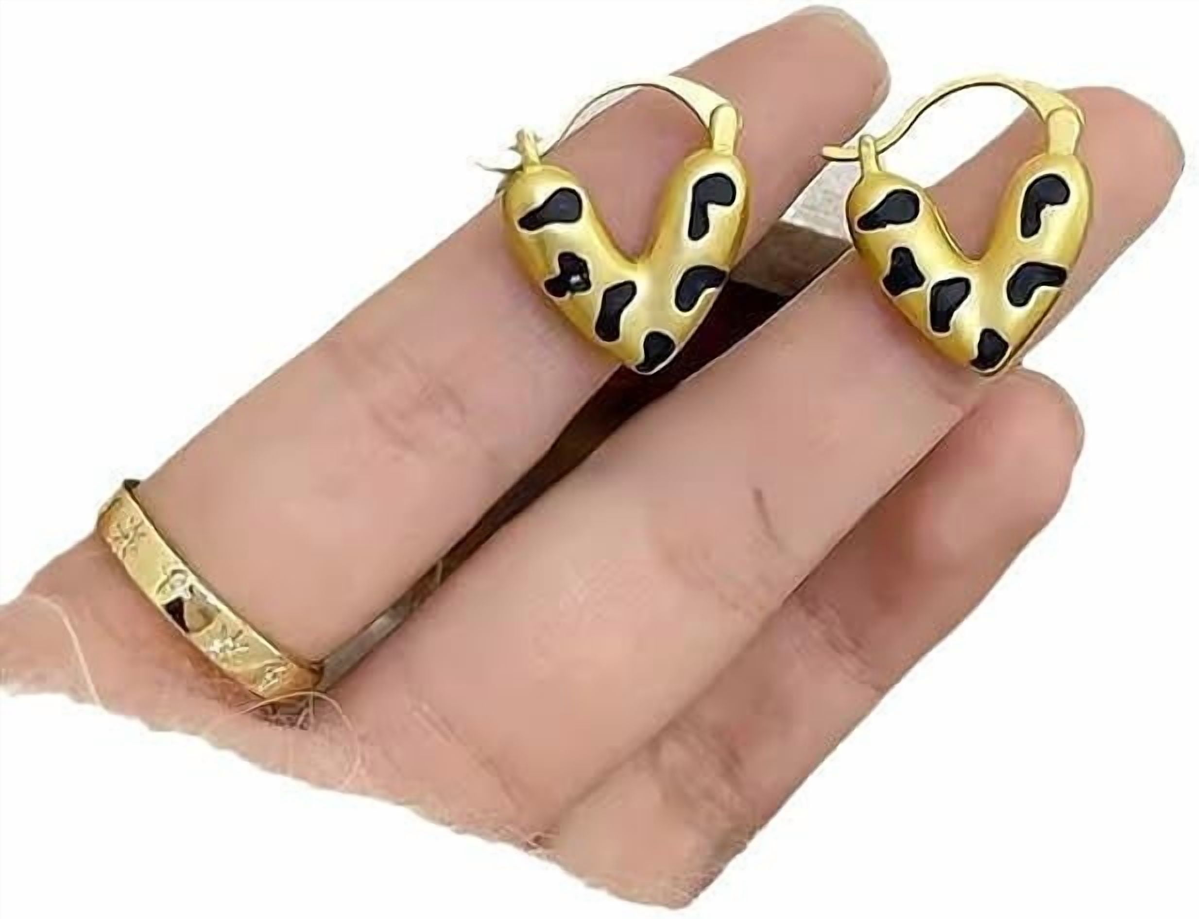 Golden frosted inverted triangle unique and playful leopard print heart ...