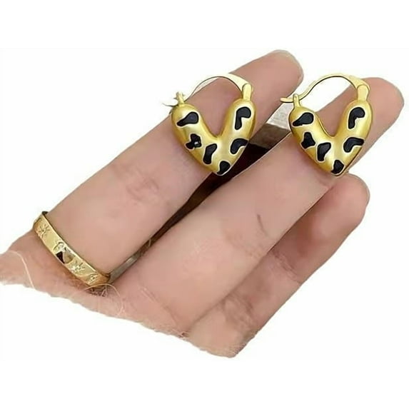Golden frosted inverted triangle unique and playful leopard print heart ...