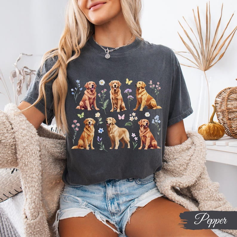 Golden retriever cottagecore shirt, Golden retriever t shirt, Golden retriever gifts - Walmart.com