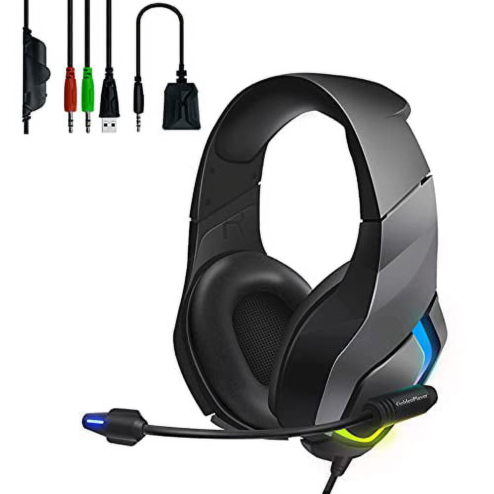 GoldenPlayer LED Gaming Headset with Mic for PS4 PS5, Xbox One headsets ...