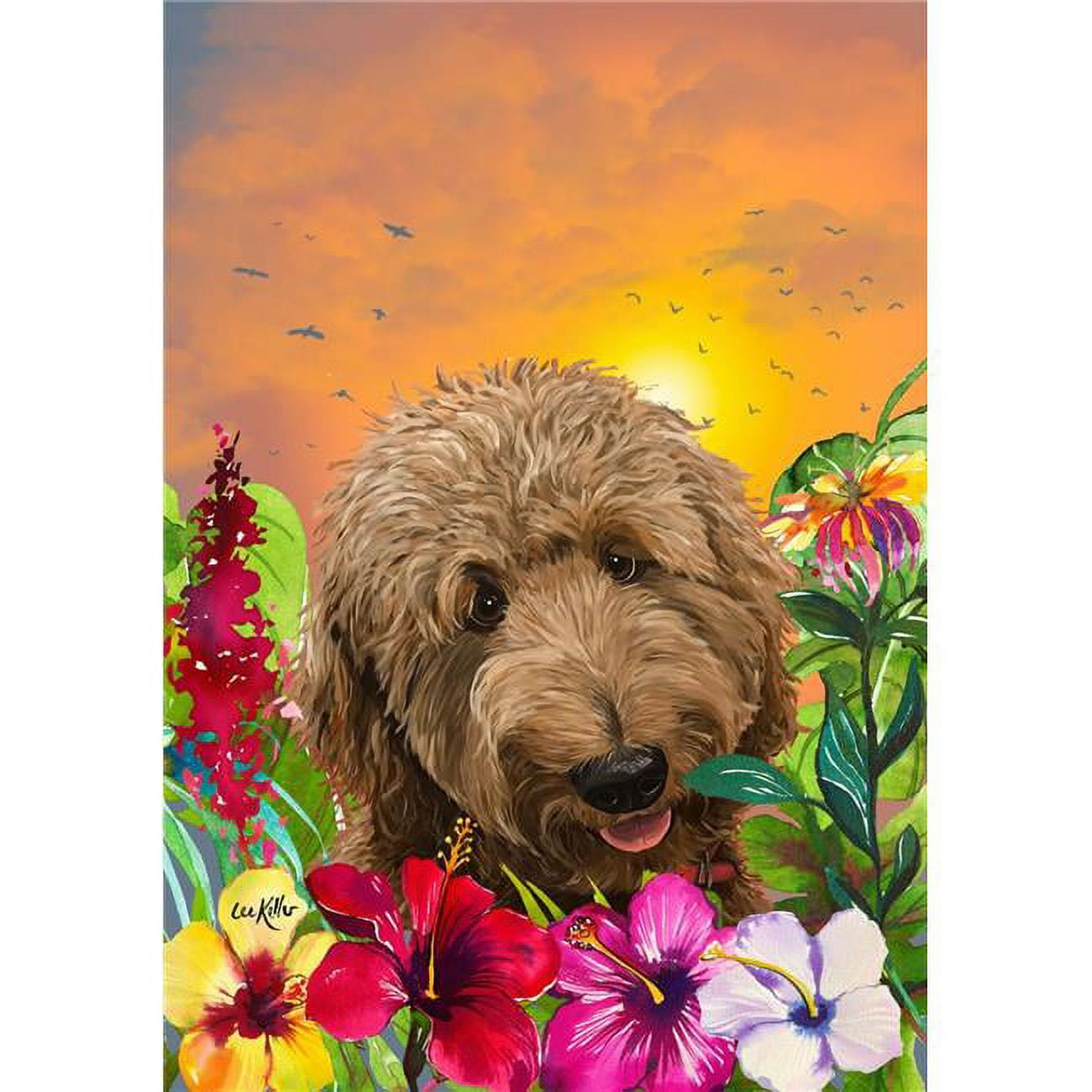 Goldendoodle Apricot Hippie Hound Studios Tropical Summer Garden Flag - Walmart.com
