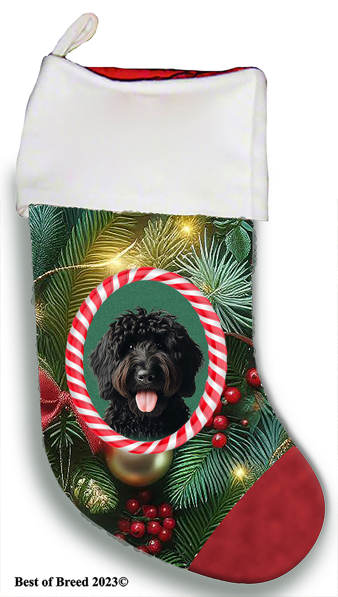 Goldendoodle Black - Best of Breed Christmas Stocking 13.5" Red Gaming ...