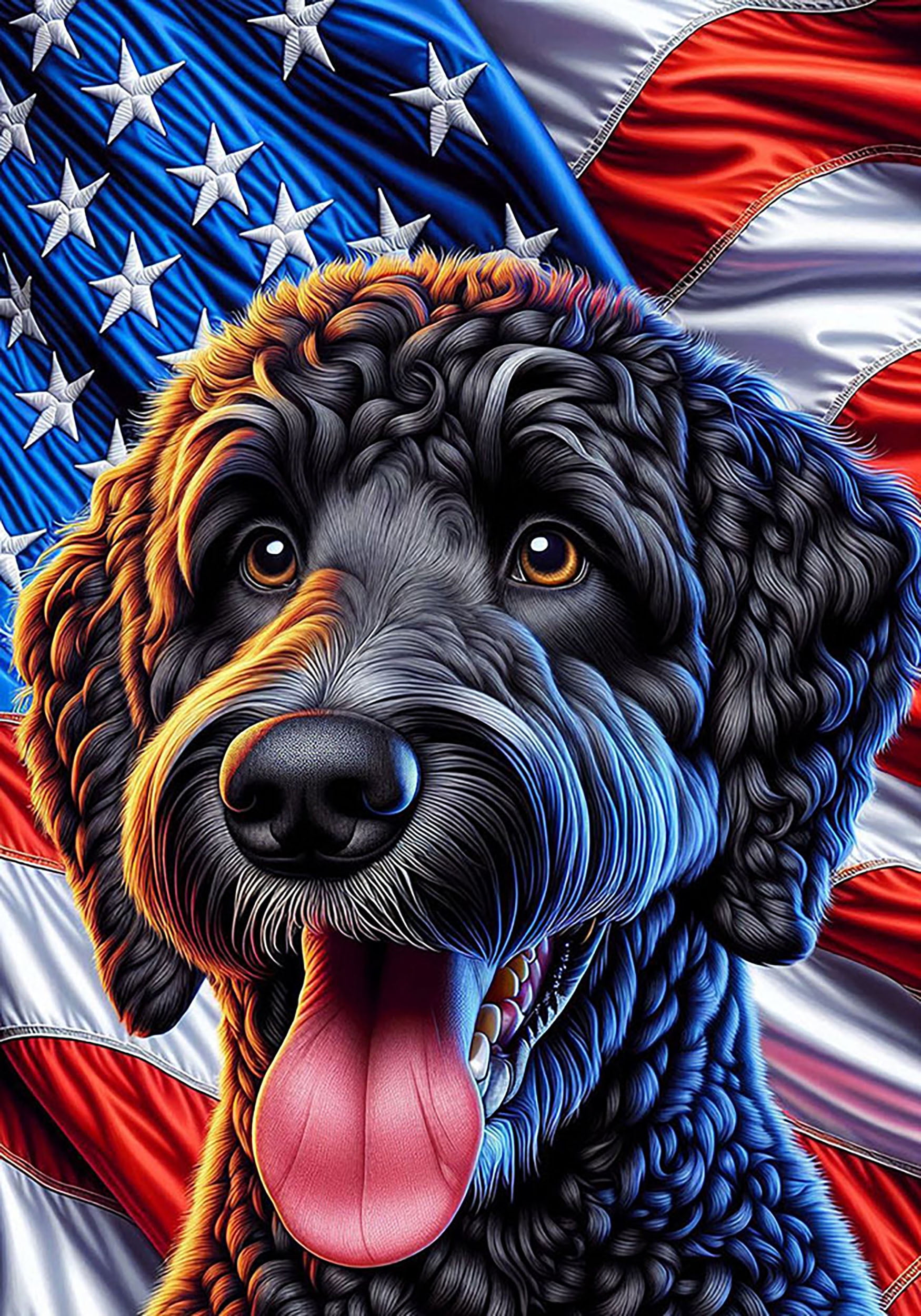 Goldendoodle Black - Best of Breed DCR Patriotic III Outdoor House Flag ...