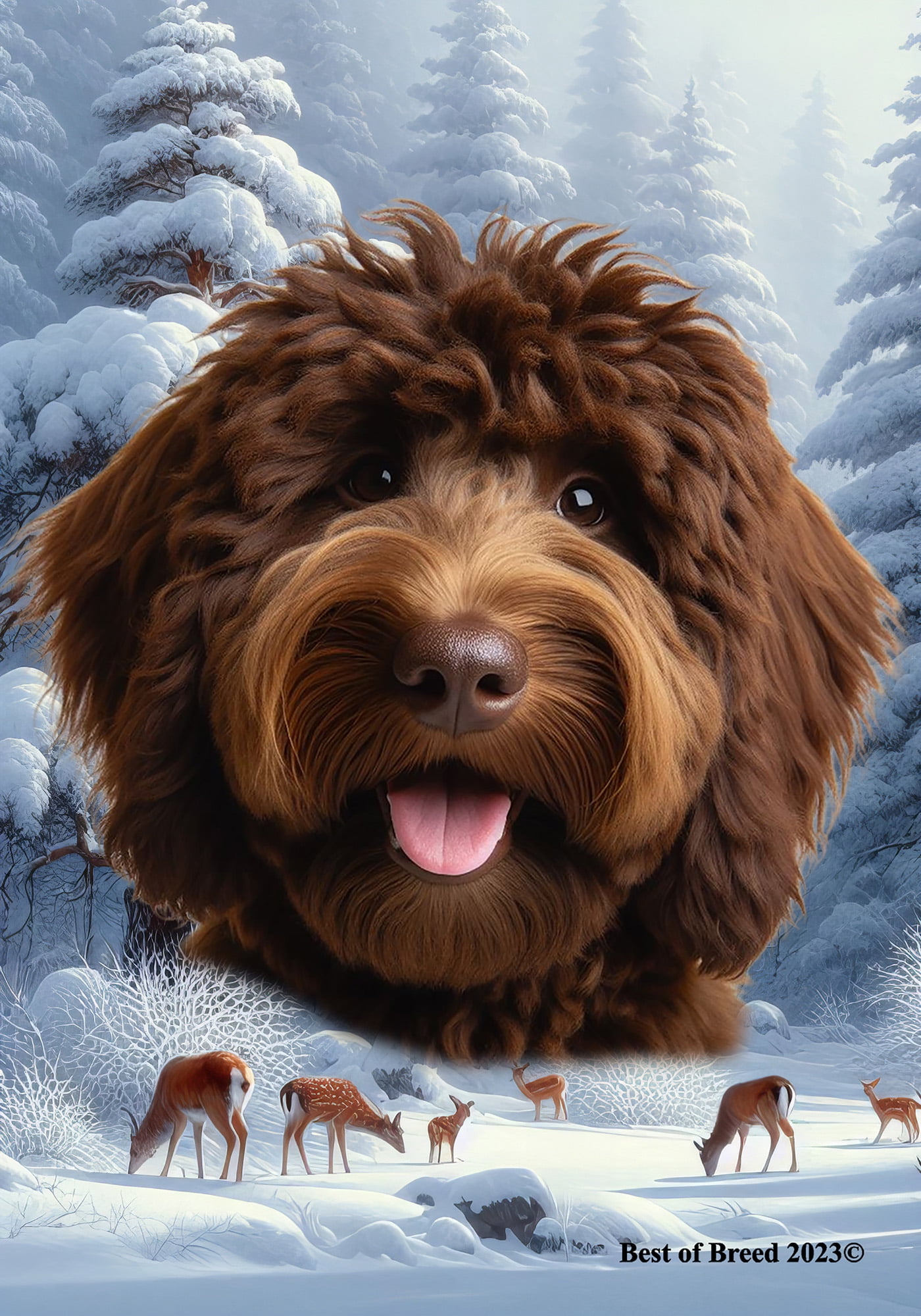 Goldendoodle Chocolate - Best of Breed Winter Wonderland Garden Flag 12 ...