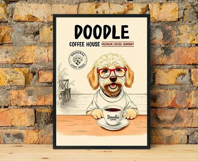 Goldendoodle Coffee Minimalist Poster, Goldendoodle Art, Doodle Art ...