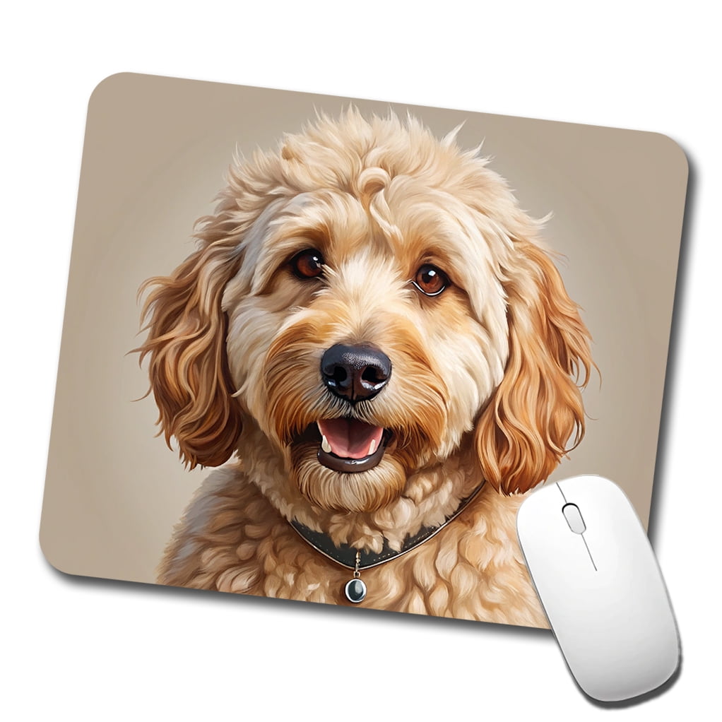 Goldendoodle Dog Illustration Mouse Pad Low Profile Gaming Mat ...