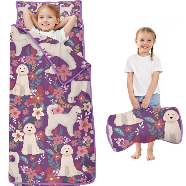 Goldendoodle Dog and Flower Floral Toddler Nap Mats for Kids Preschool ...