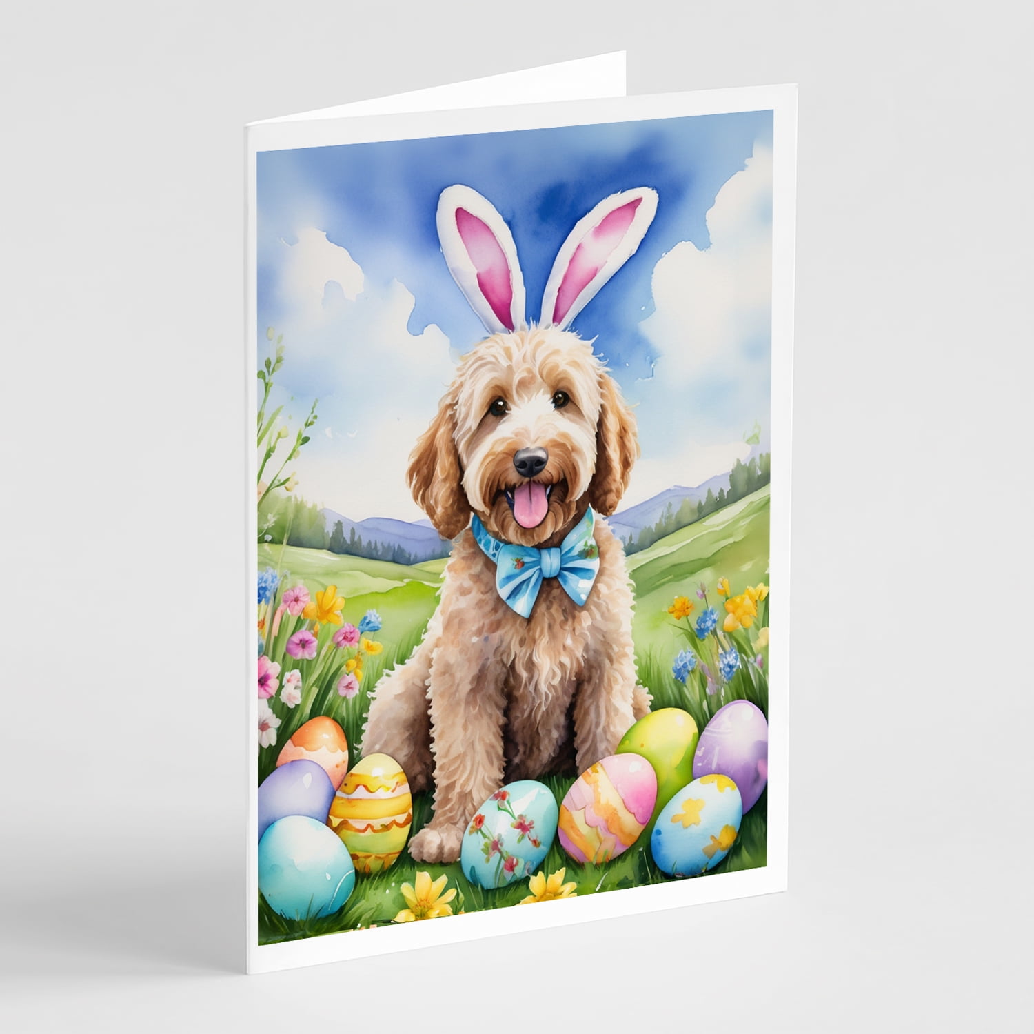 Goldendoodle Easter Egg Hunt Greeting Cards Pack of 8 7 in x 5 in ...
