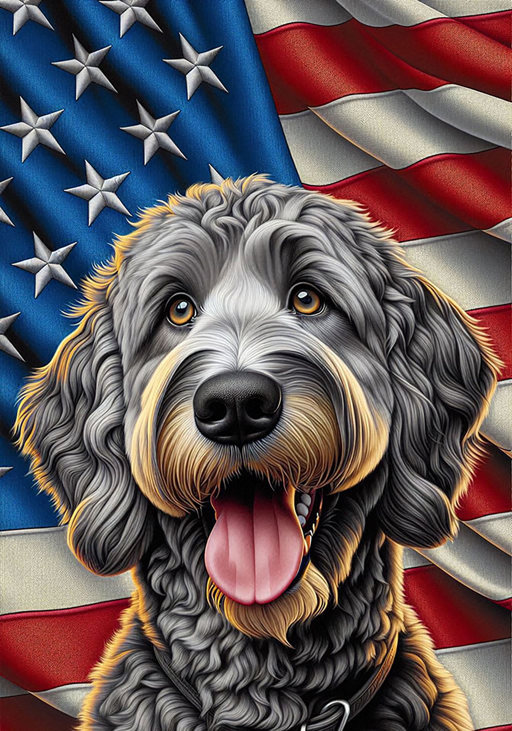 Goldendoodle Grey - Best of Breed DCR Patriotic III Outdoor House Flag ...