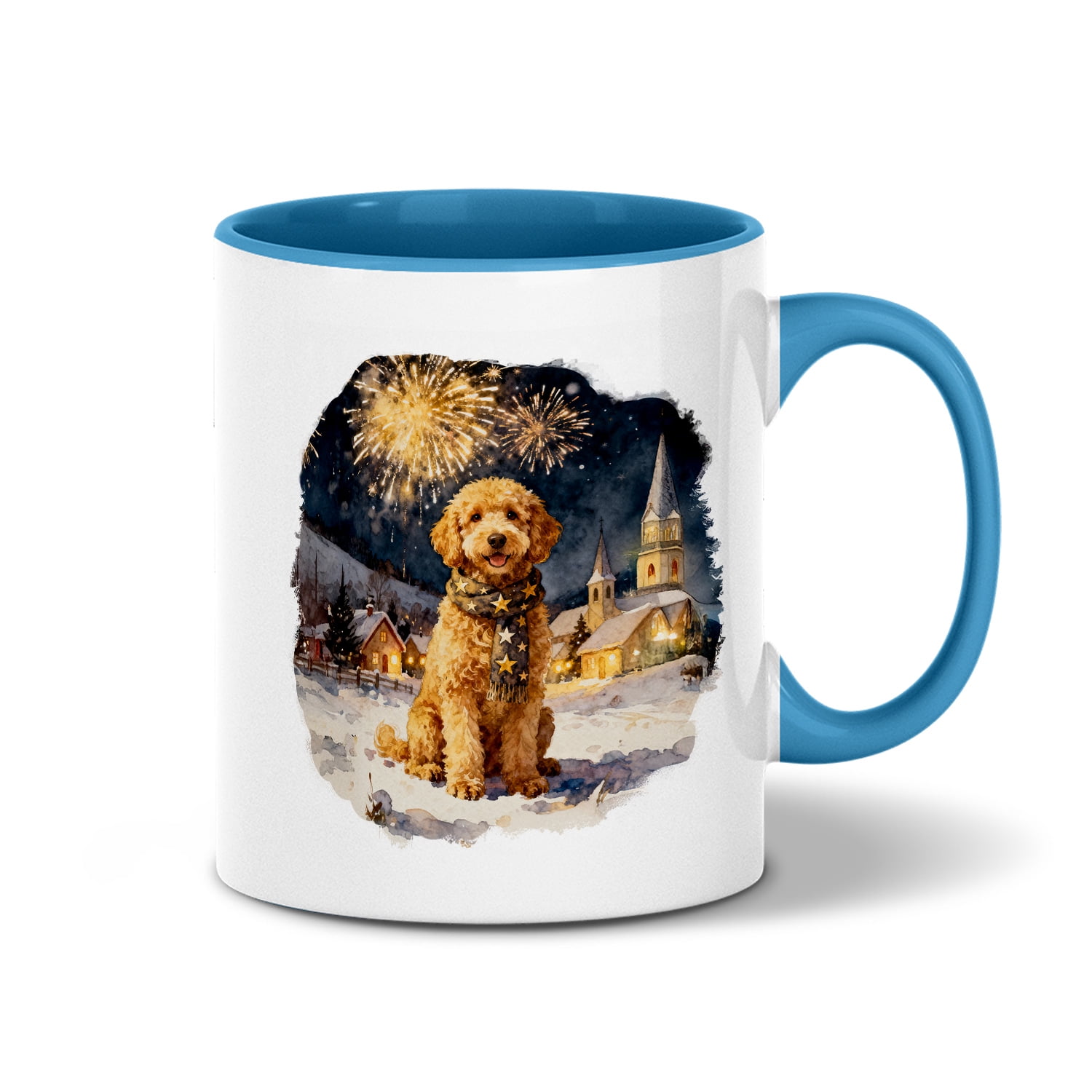 Goldendoodle Happy New Year 2026 with Fireworks on New Year's Eve 11oz ...
