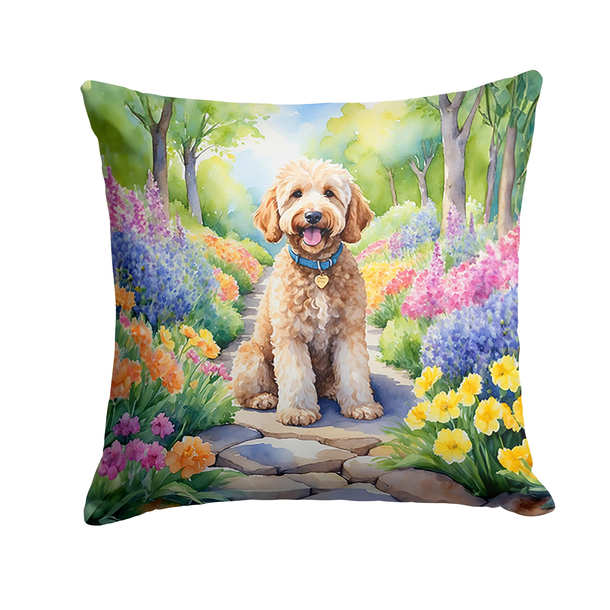 Goldendoodle Spring Path Throw Pillow 14 in x 14 in - Walmart.com