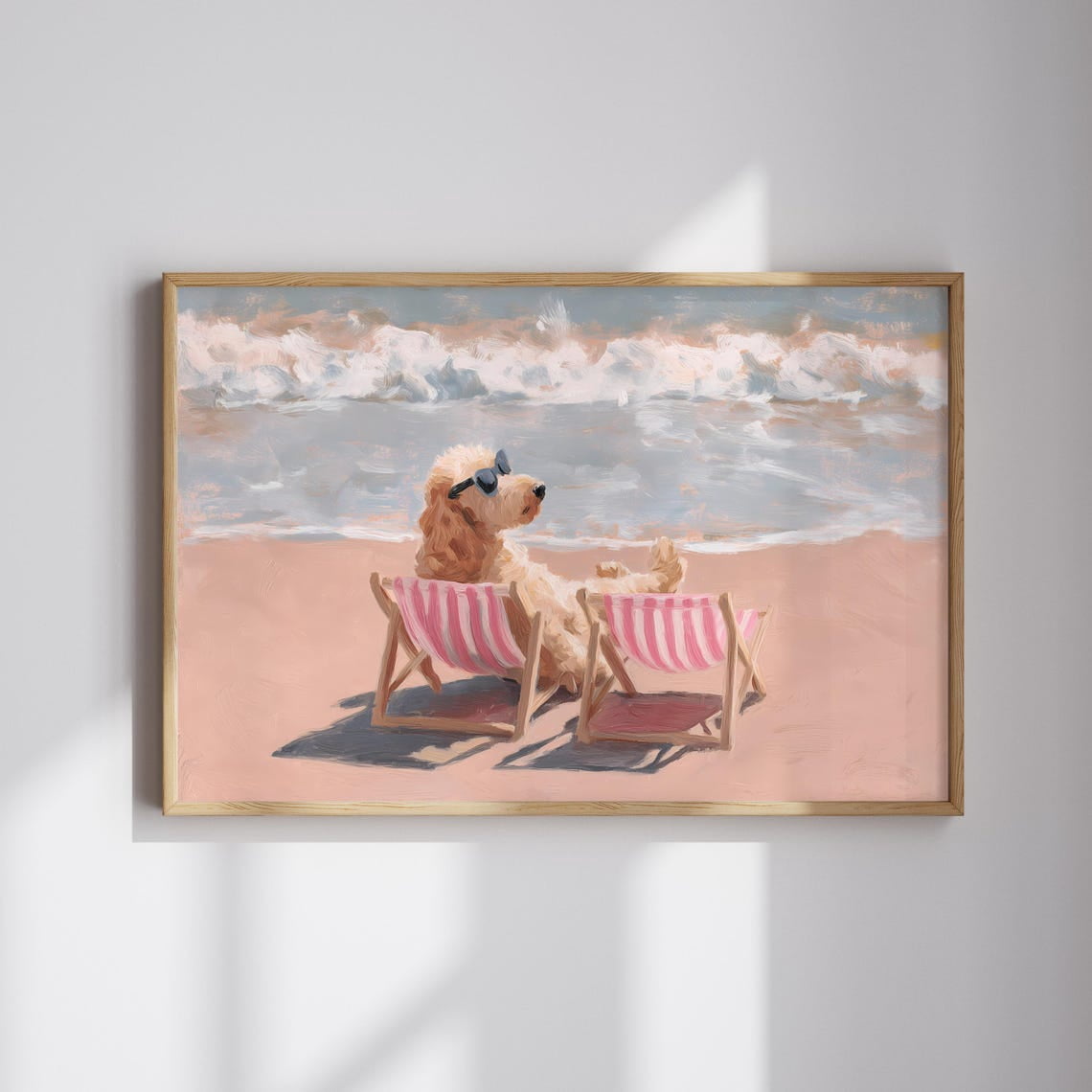 Goldendoodle Summer Poster, Doodle Dog Coastal Wall Art, Beach House ...