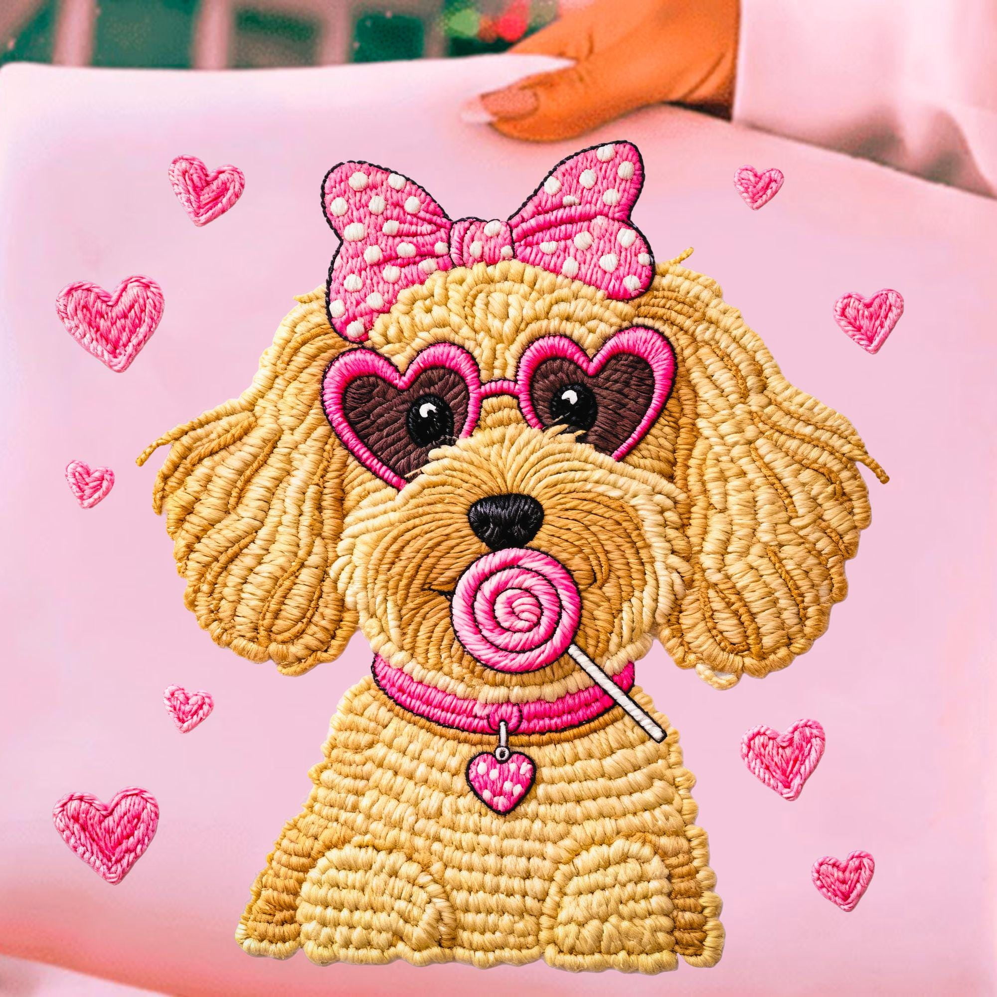 Goldendoodle Valentine : Yarn Embroidery, Heart Glasses () - Walmart.com
