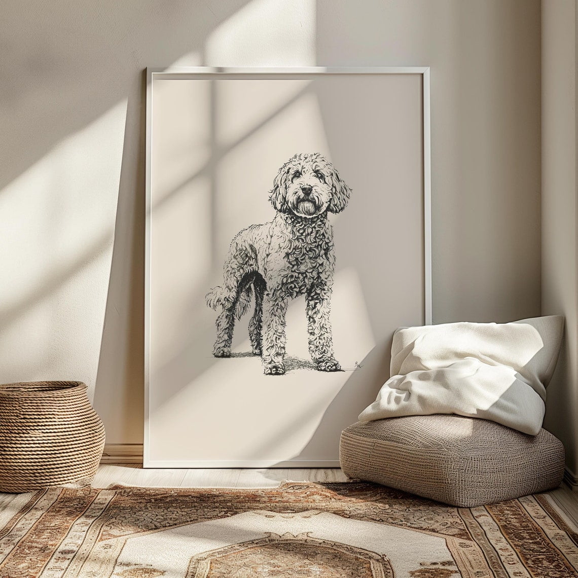 Goldendoodle Vintage Poster, Goldendoodle Painting, Dog Retro Wall Art, Dog Wall Art Decor, Dog ...
